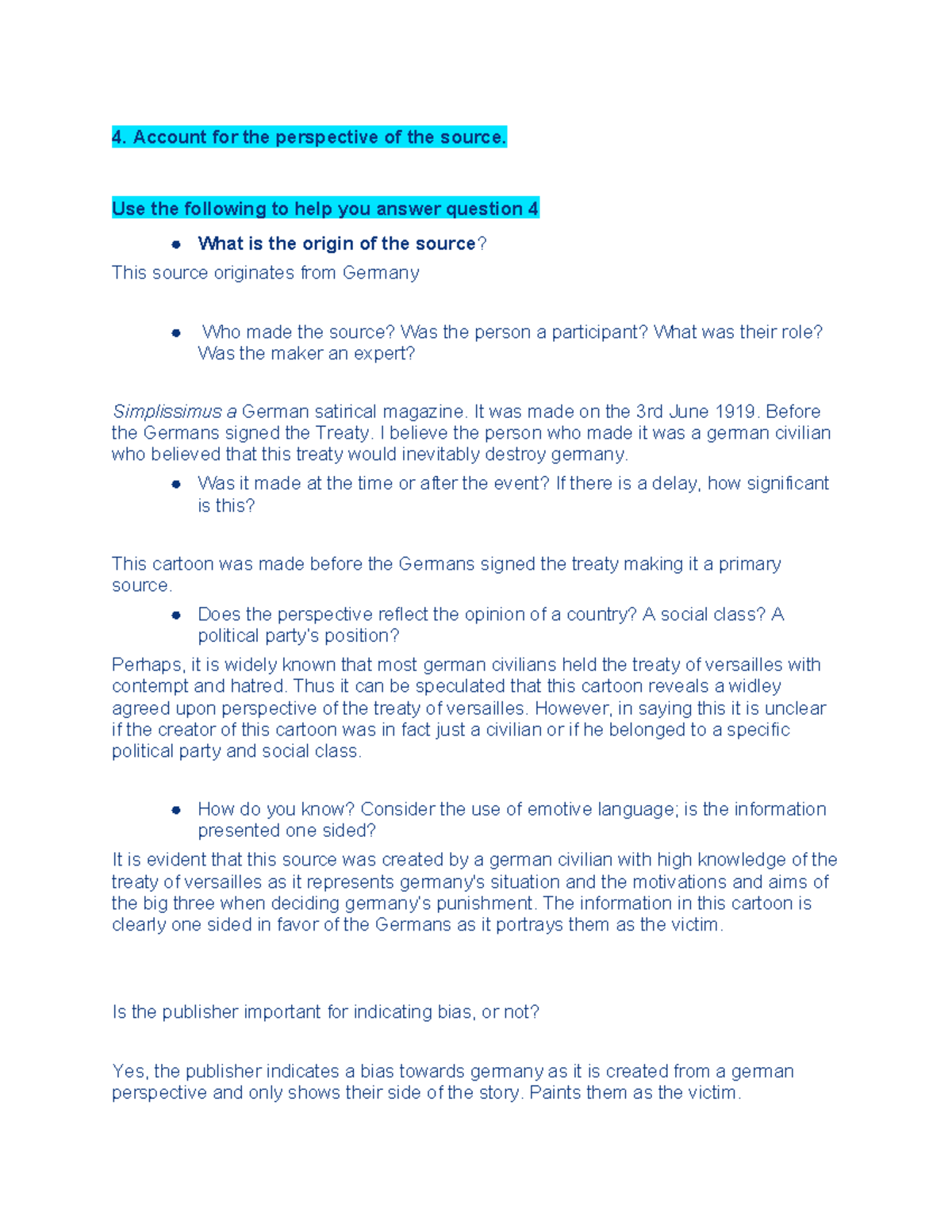 Modern homework source work - Account for the perspective of the source ...