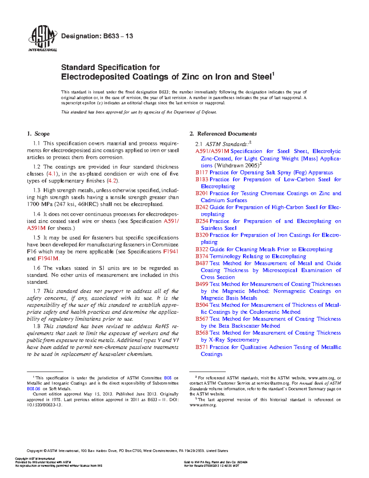 ASTM-B-633 - Materiales - Designation: B633− 13 Standard Specification ...