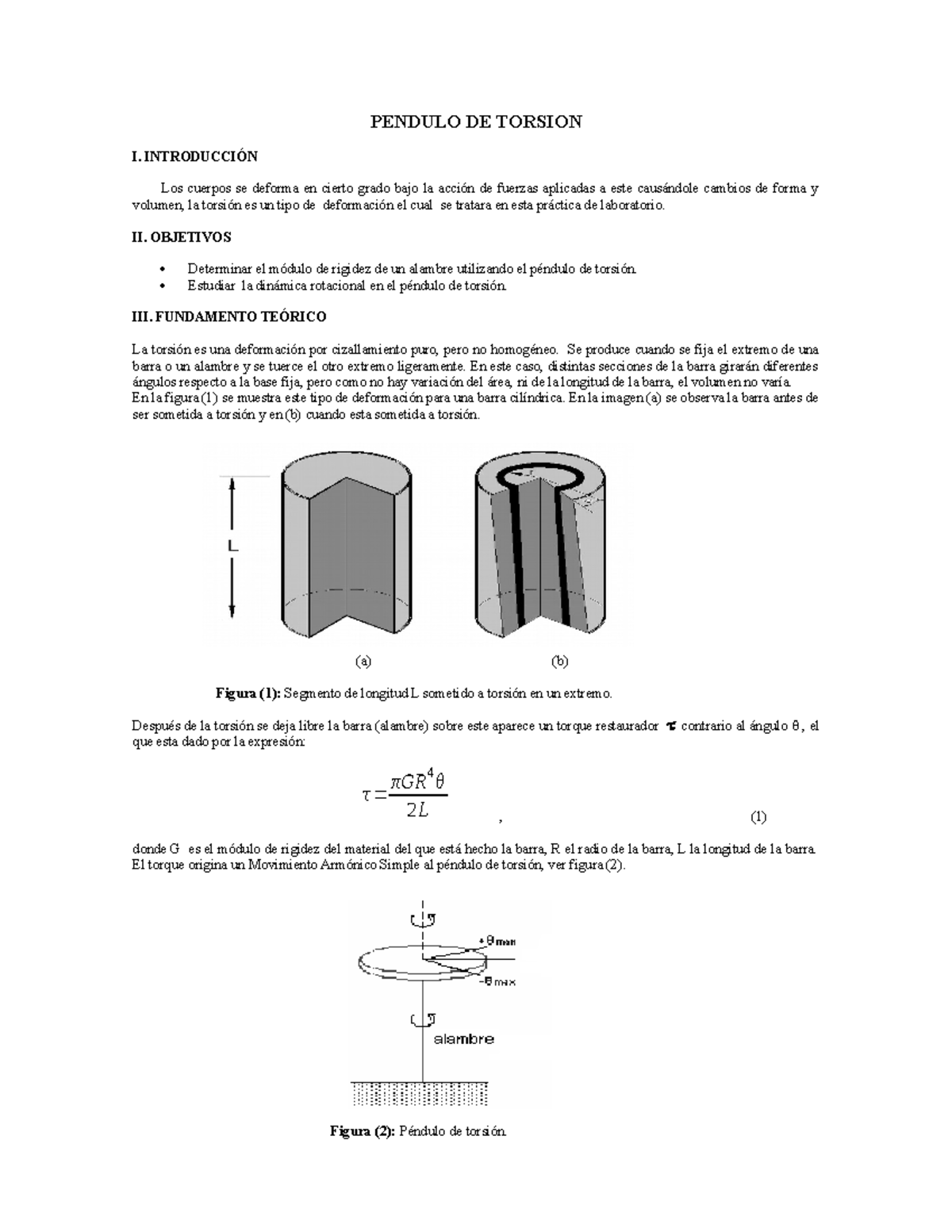 LAB 03- Pendulo DE Torsion - Fisica - UPC - Studocu