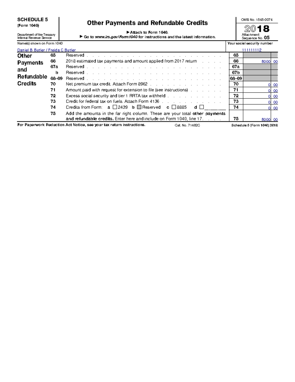 ACC 330 6-1 Final Project Practice Tax Return Schedule 5 Finished ...