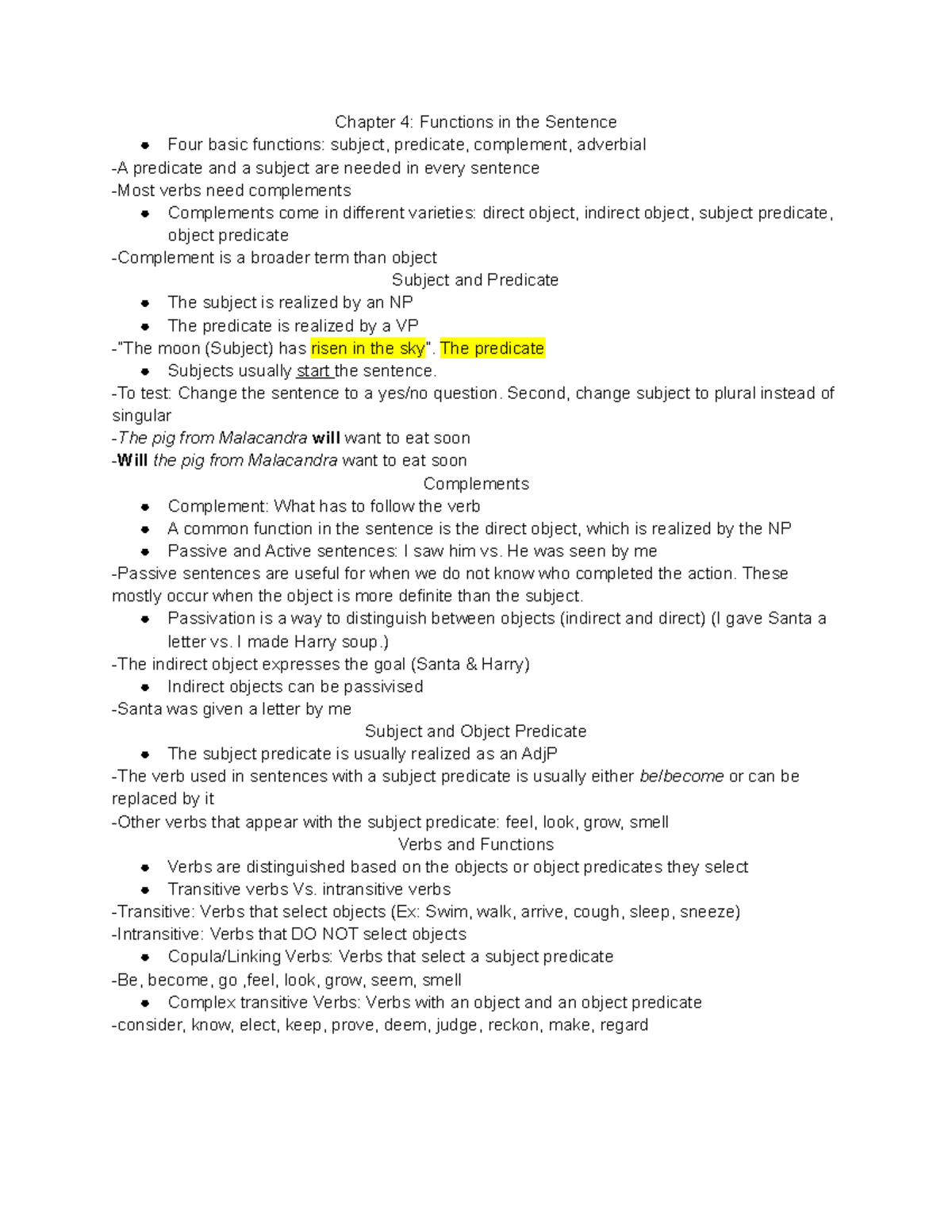 Chapter 4: Functions in the Sentence - Chapter 4: Functions in the ...