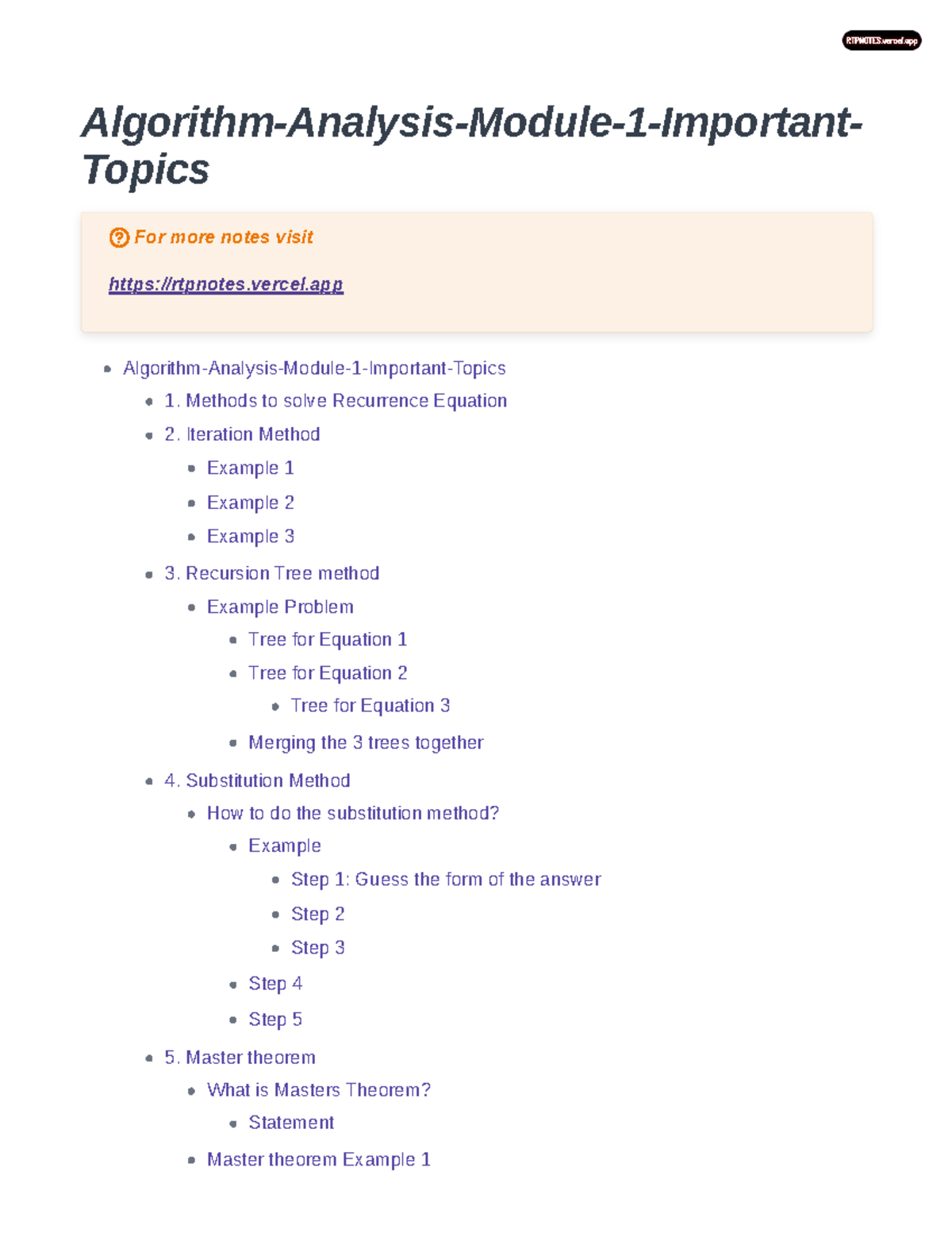 Algorithm Analysis Module 1 Important Topics - Algorithm-Analysis-Module-1-Important- Topics For ...