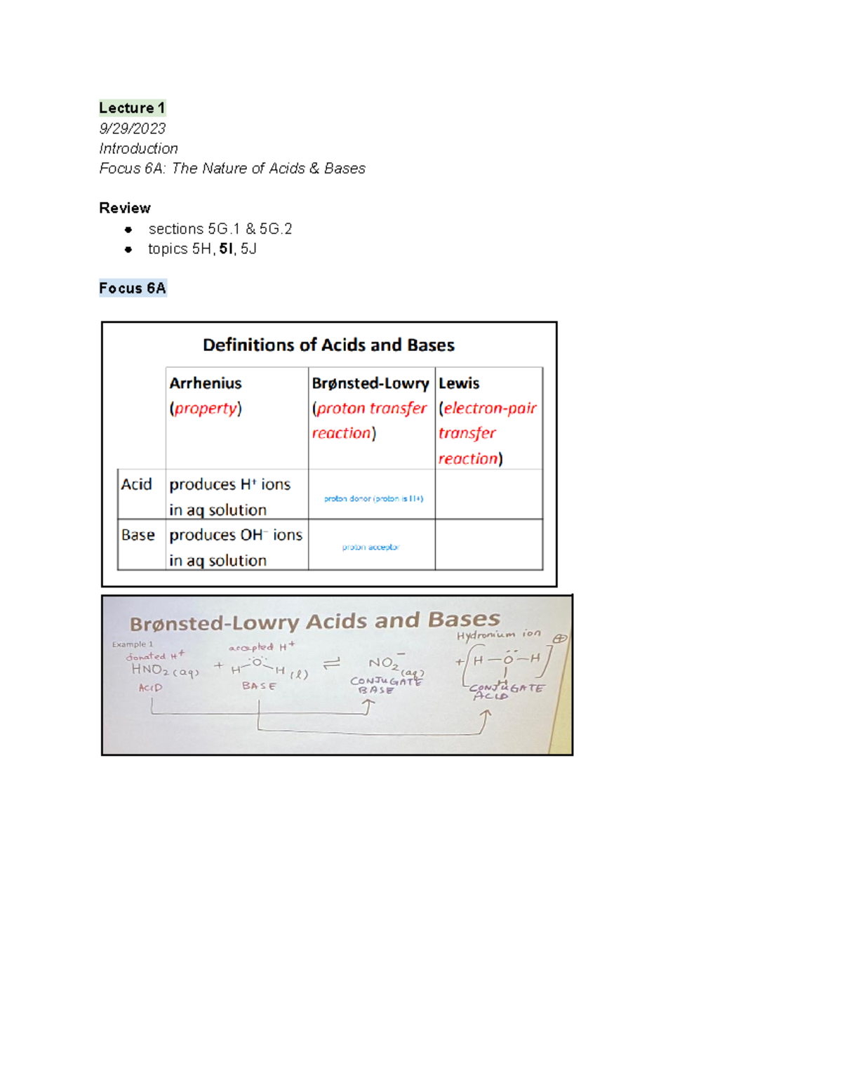CHEM 6C Notes - Lecture 1 9/29/ Introduction Focus 6A: The Nature of ...