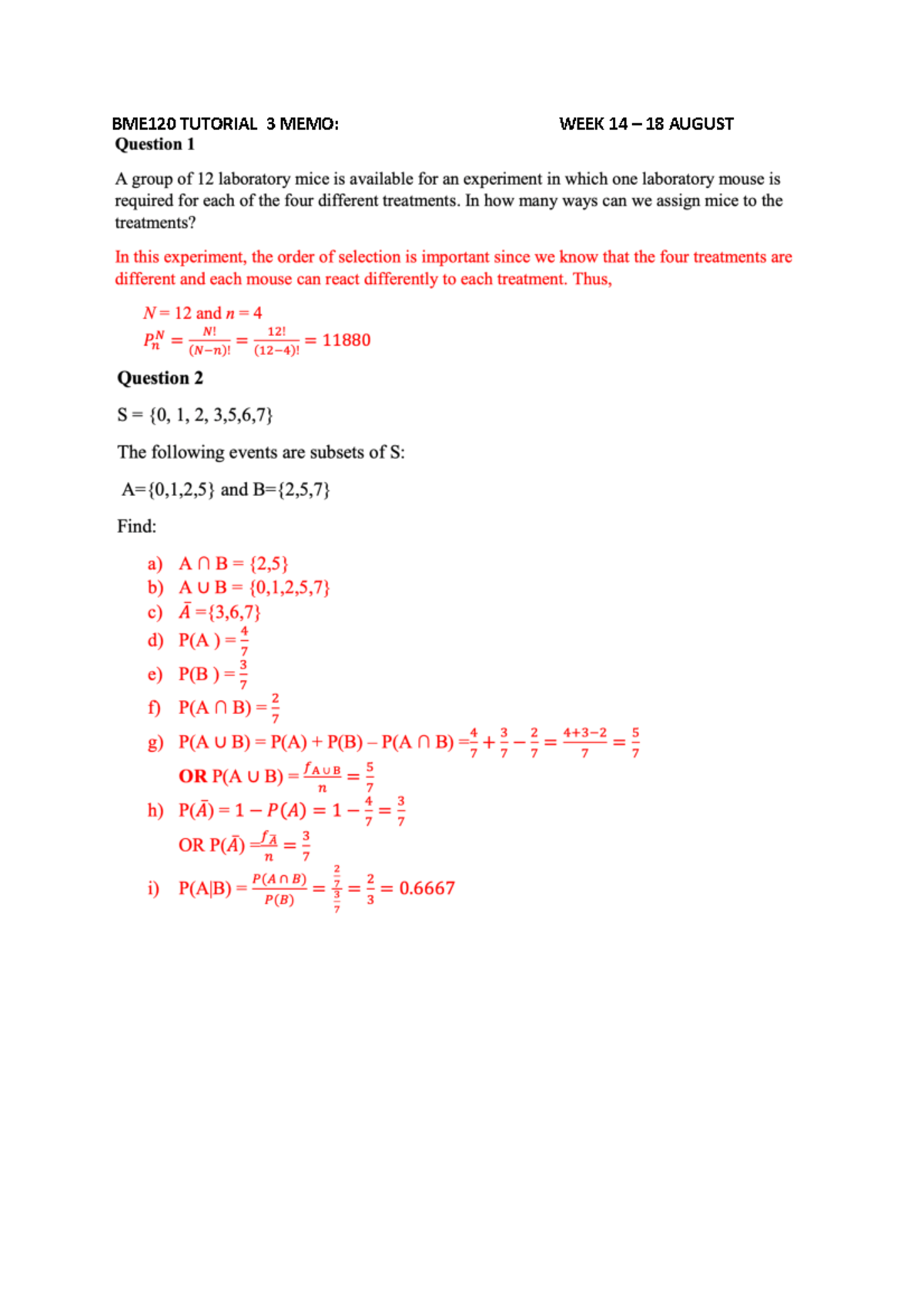 BME120 Tutorial 3 MEMO - BME 120 - BME120 TUTORIAL 3 MEMO: WEEK 14 – 18 AUGUST - Studocu