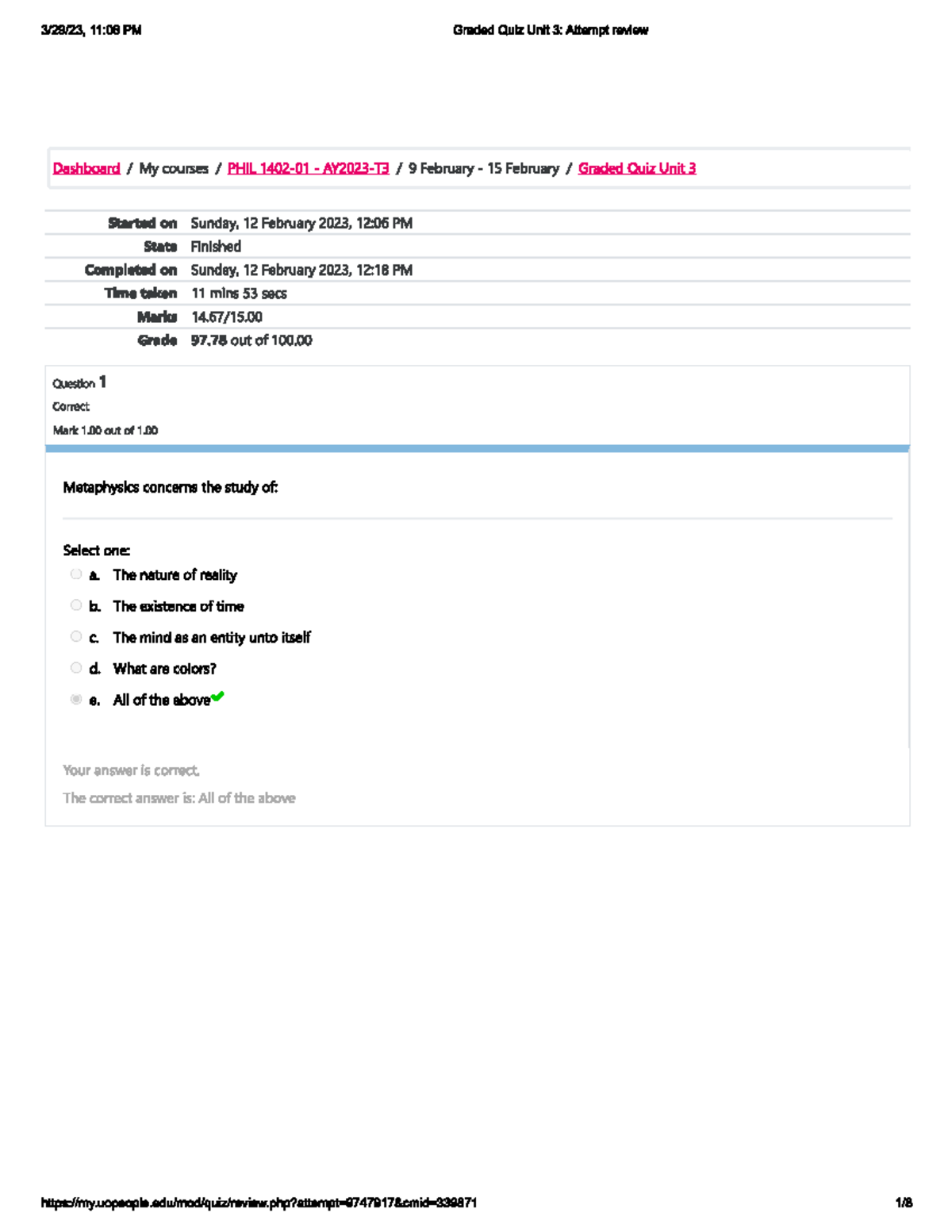 Grded 3 r - Phil 1402 Introduction to Philosophy Graded Quiz Unit 3 ...