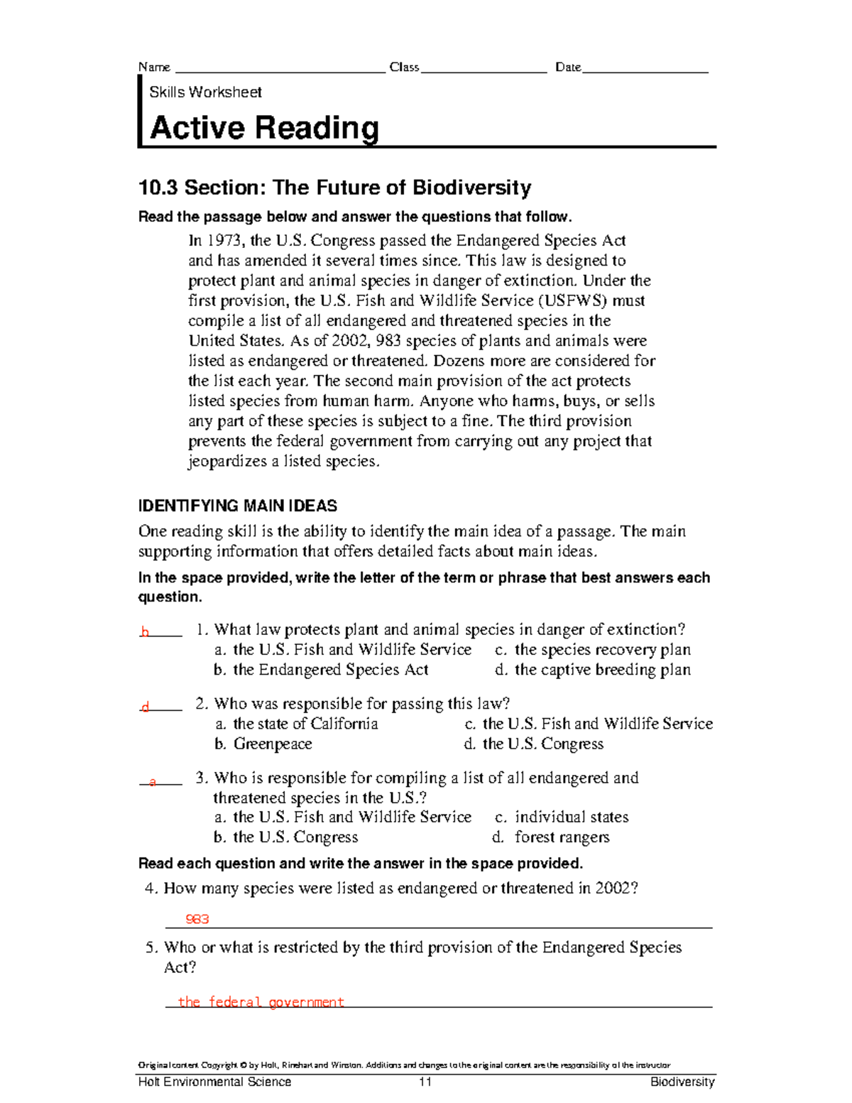 Environmental Science Q2 T07 Active Reading for Part 3 - Name