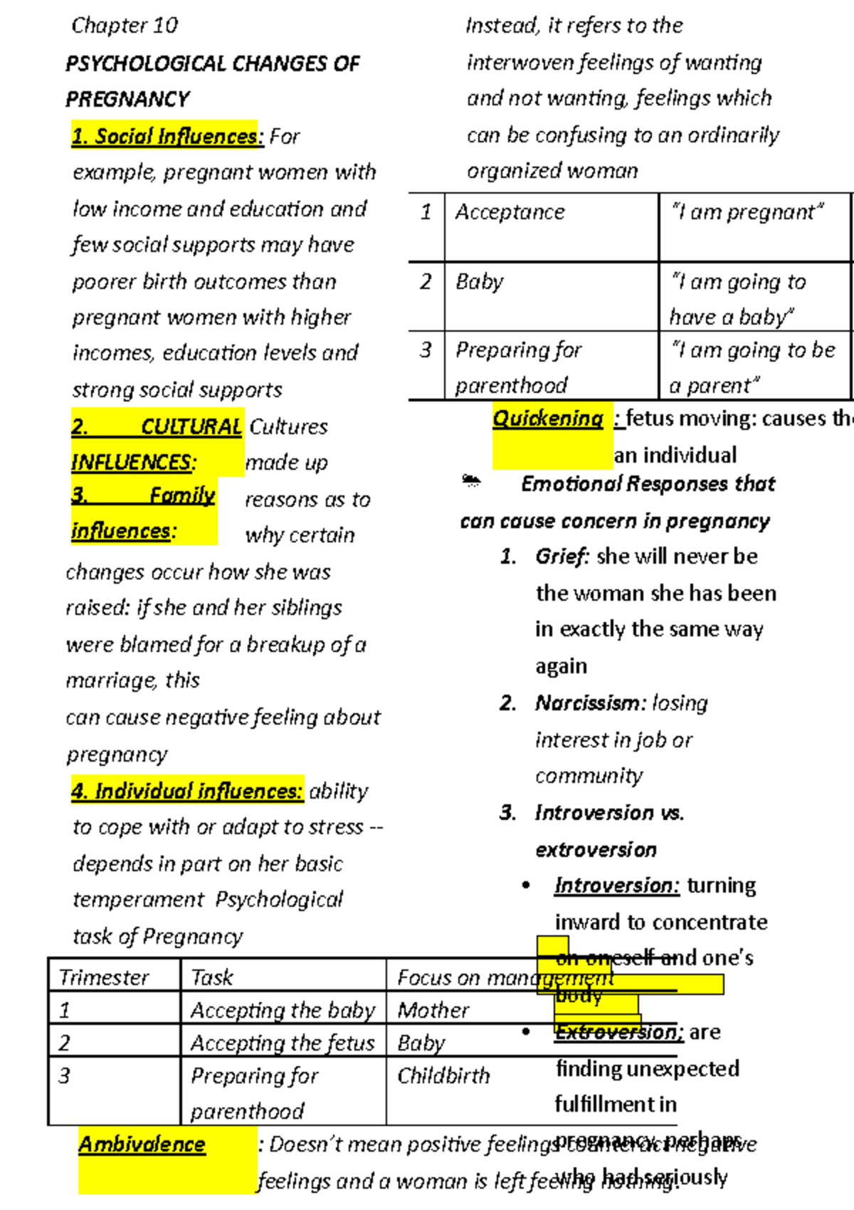 Chapter-10-15-maternal - Chapter 10 PSYCHOLOGICAL CHANGES OF PREGNANCY ...