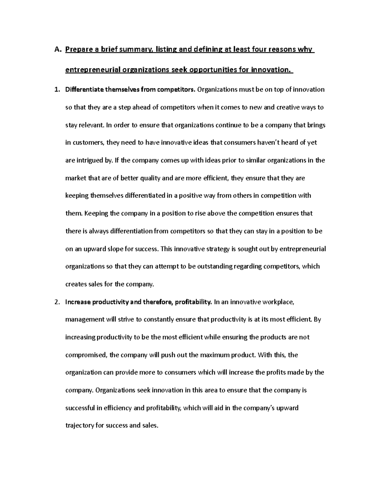 Business Management Tasks - Task 2 - A. Prepare a brief summary ...