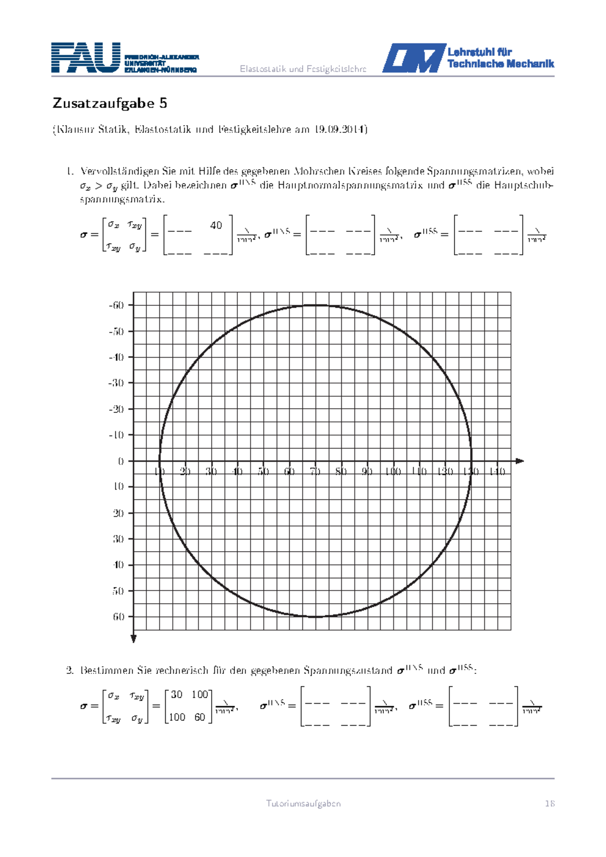 ZA5 Angabe - Tutorium ZusatzAufgabe 5 Statik, Elastostatik und Festigkeitslehre - Elastostatik ...