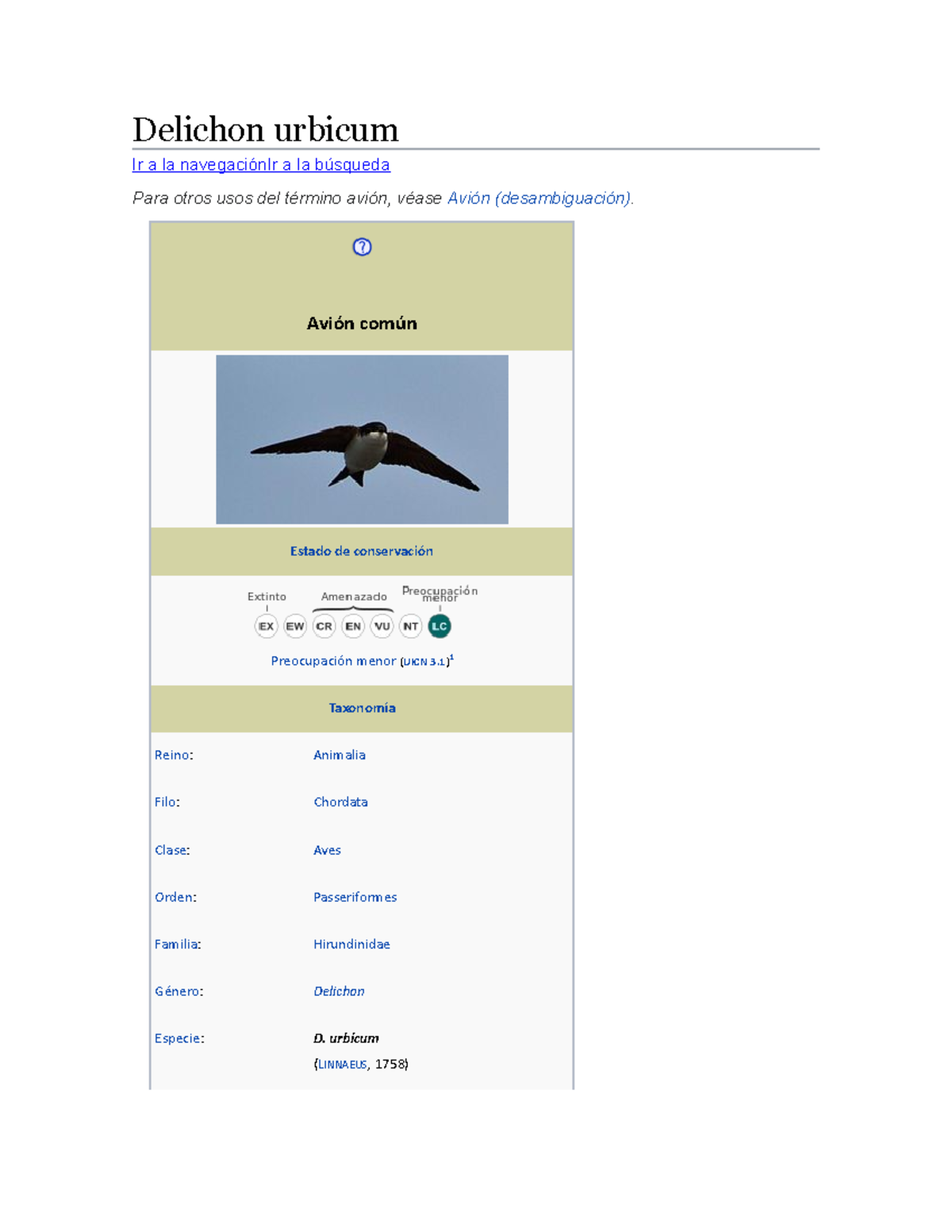 Delichon Urbicum - SSS - Delichon urbicum Ir a la navegación Ir a la ...