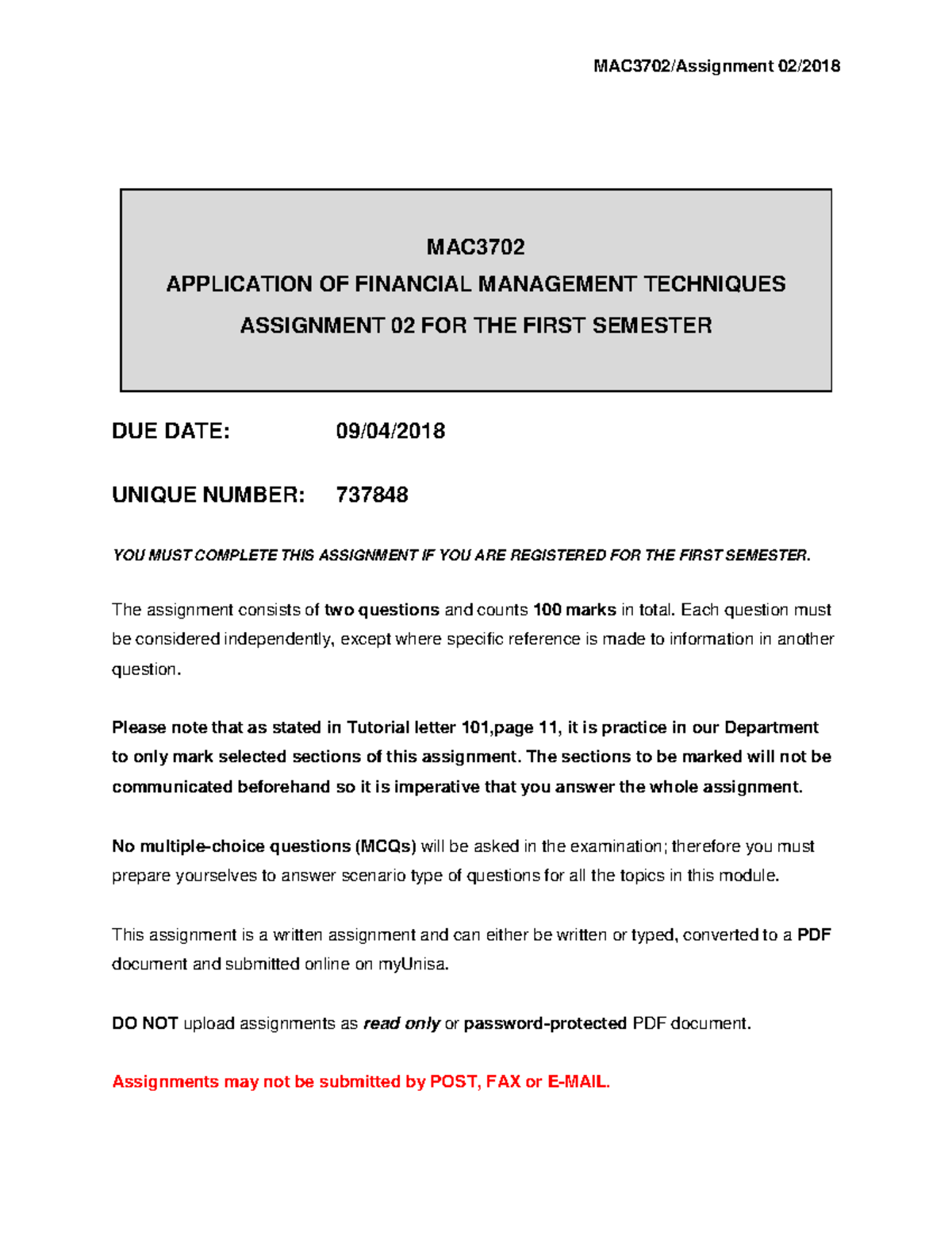 2018 Assignment 2 S1 - Notes on Mac Standard costing and variances ...