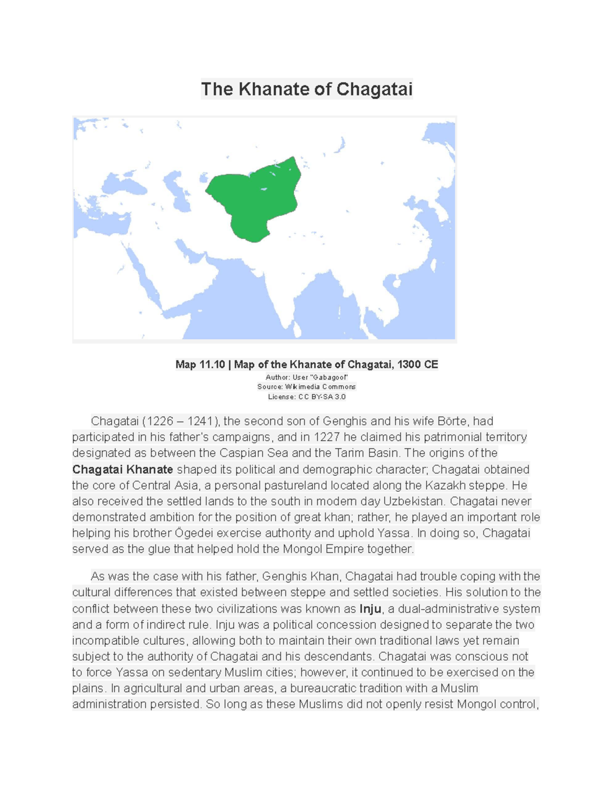 The Khanate of Chagatai - Chagatai (1226 – 1241), the second son of ...