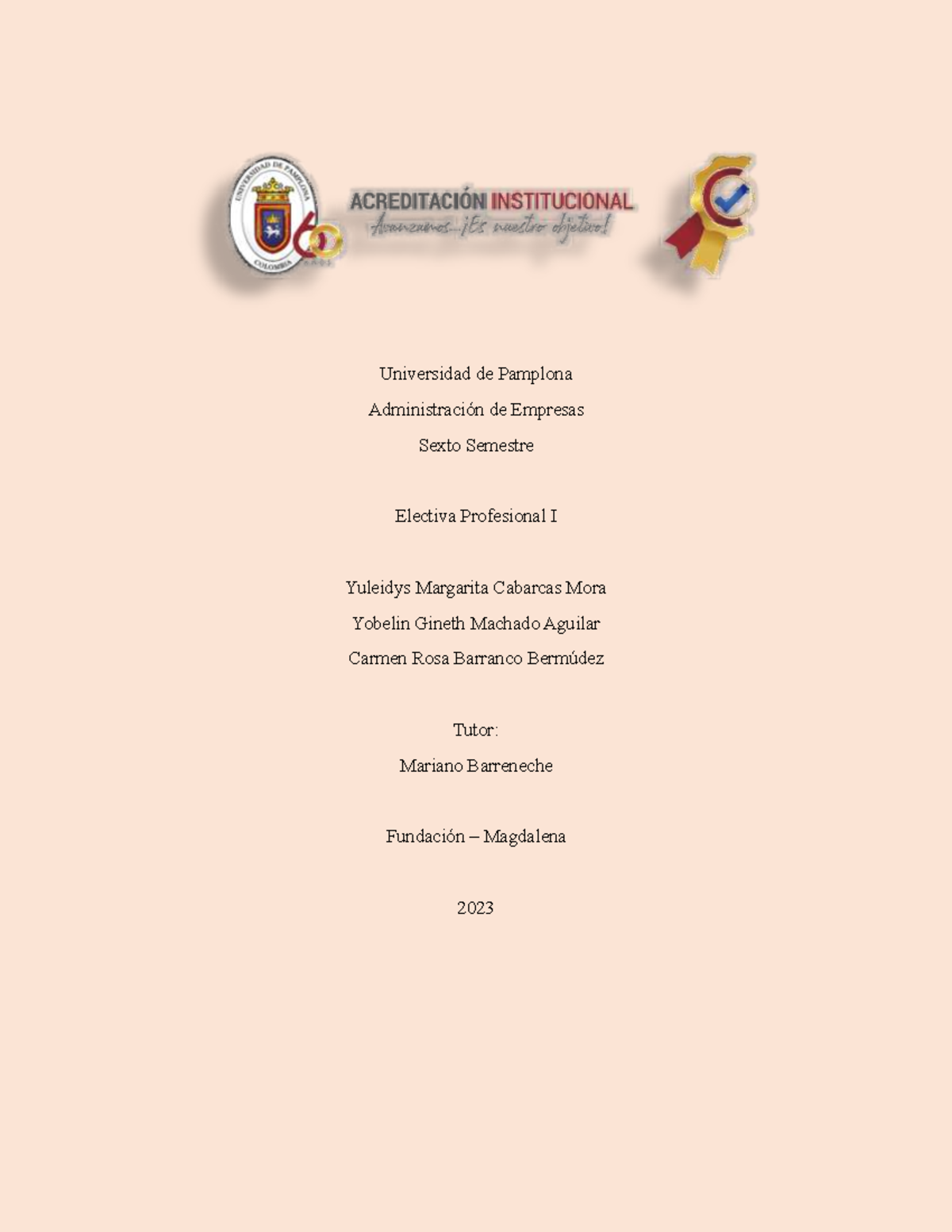 Electiva profesional I - Universidad de Pamplona Administración de ...