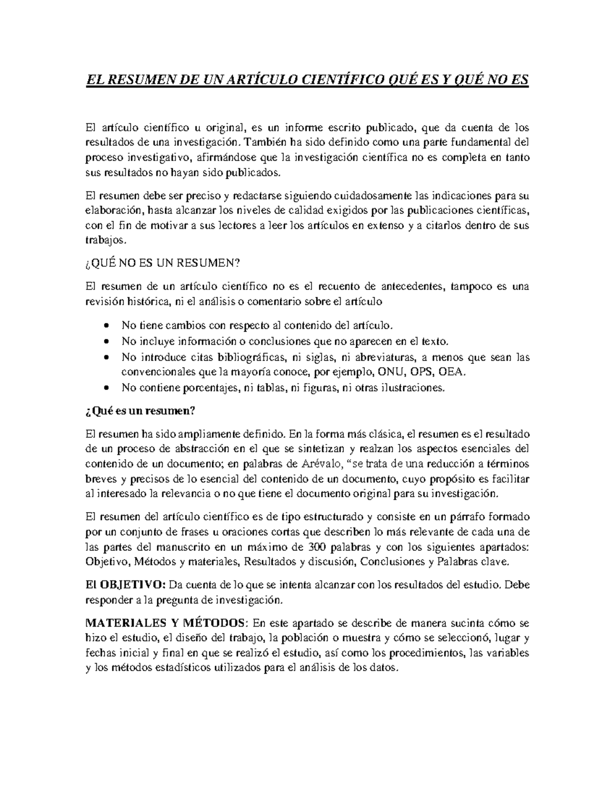 El Resumen De Un Artículo Científico El Resumen De Un ArtÍculo
