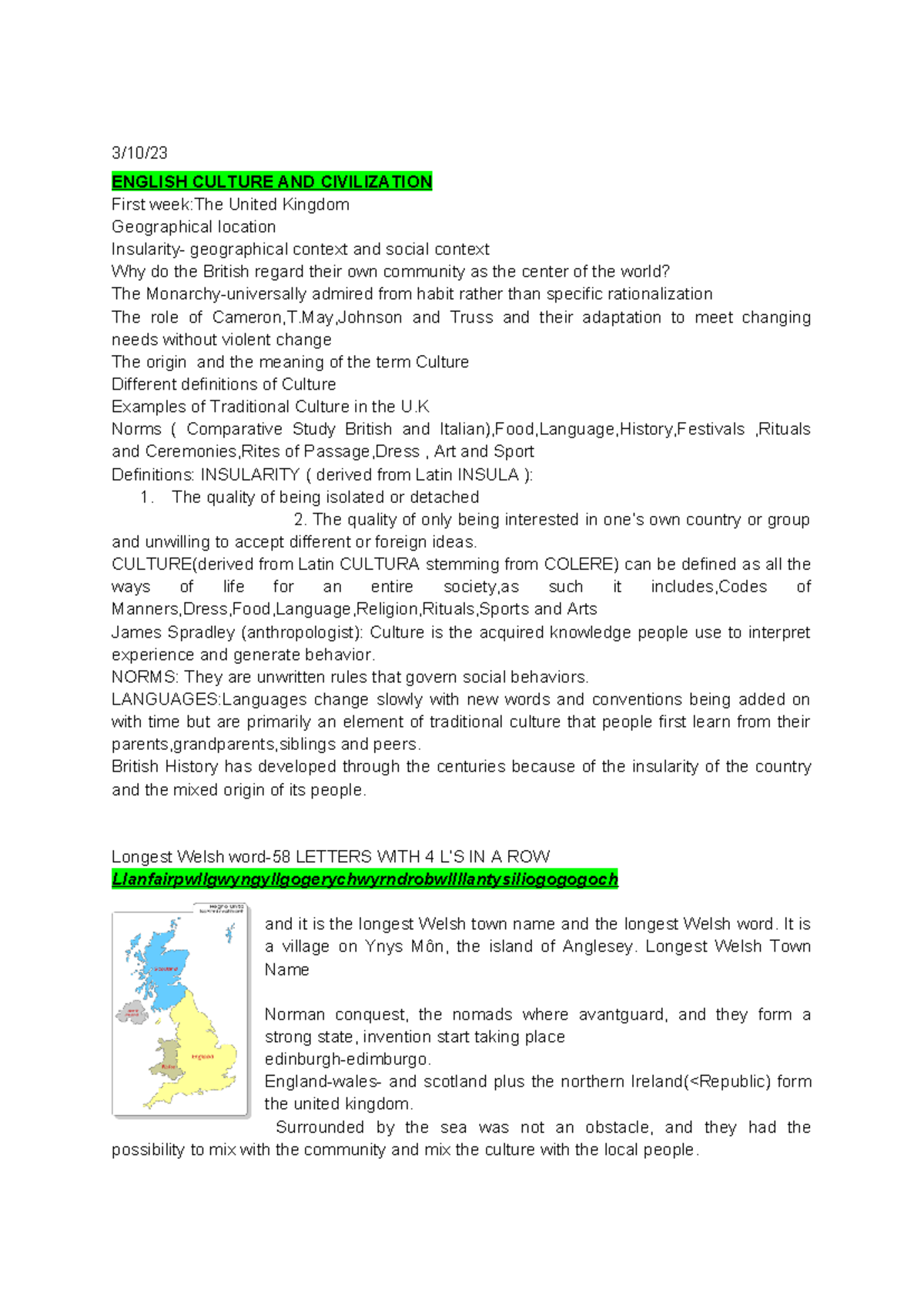 Cultura e civiltà inglese - 3/10/ ENGLISH CULTURE AND CIVILIZATION ...