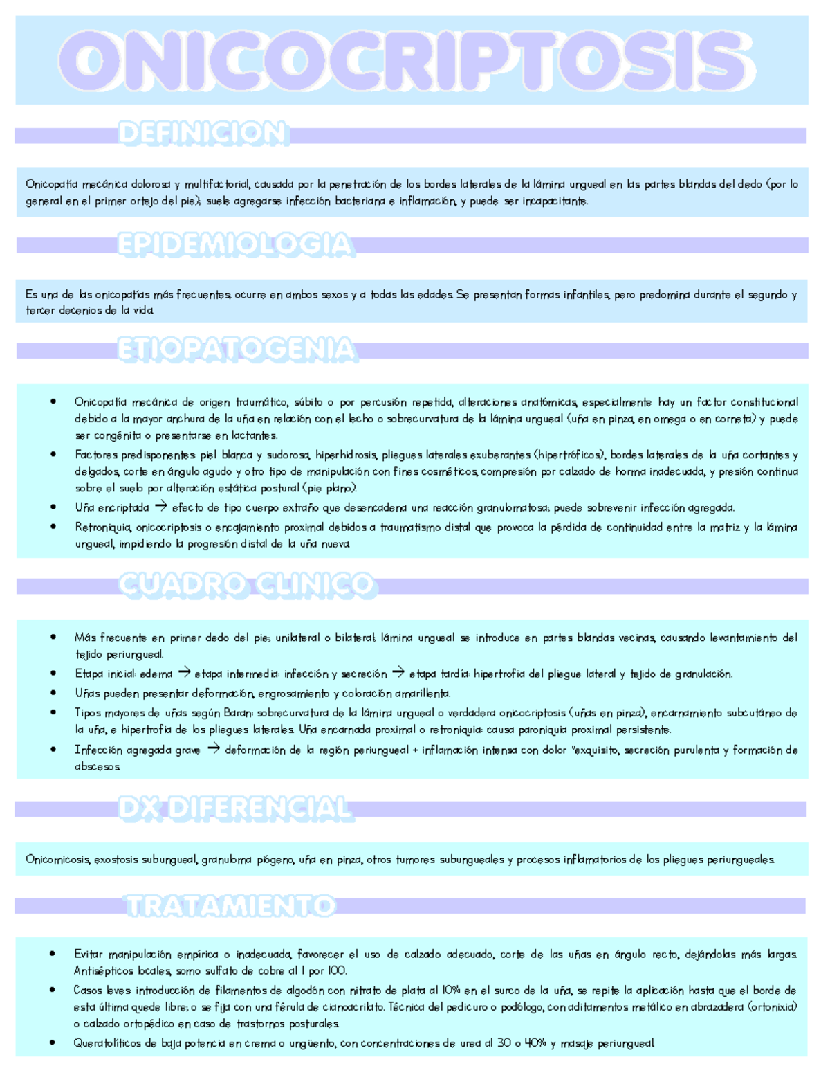 Onicrocriptosis - Resumen básico del tema de Onicocriptosis obtenido ...