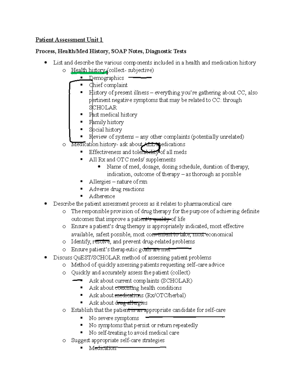 Patient Assessment Exam 1 - Patient Assessment Unit 1 Process, Health ...