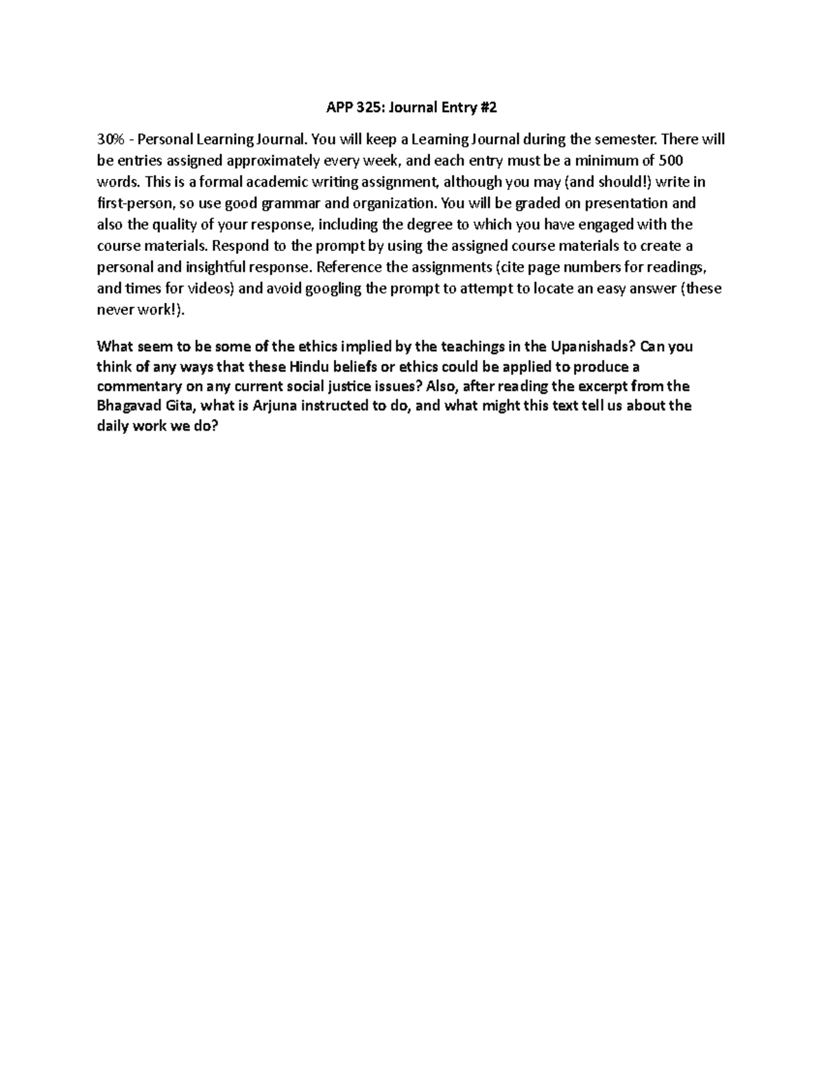 APP 325 - Journal Entry #2 - APP 325: Journal Entry # 30% - Personal ...
