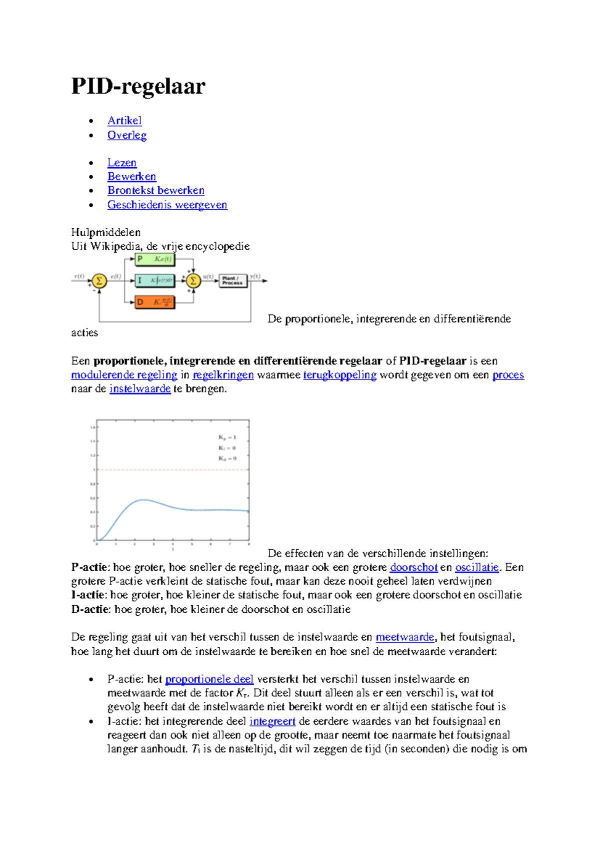 PID Wiki P - PID-regelaar Artikel Overleg Lezen Bewerken Brontekst ...