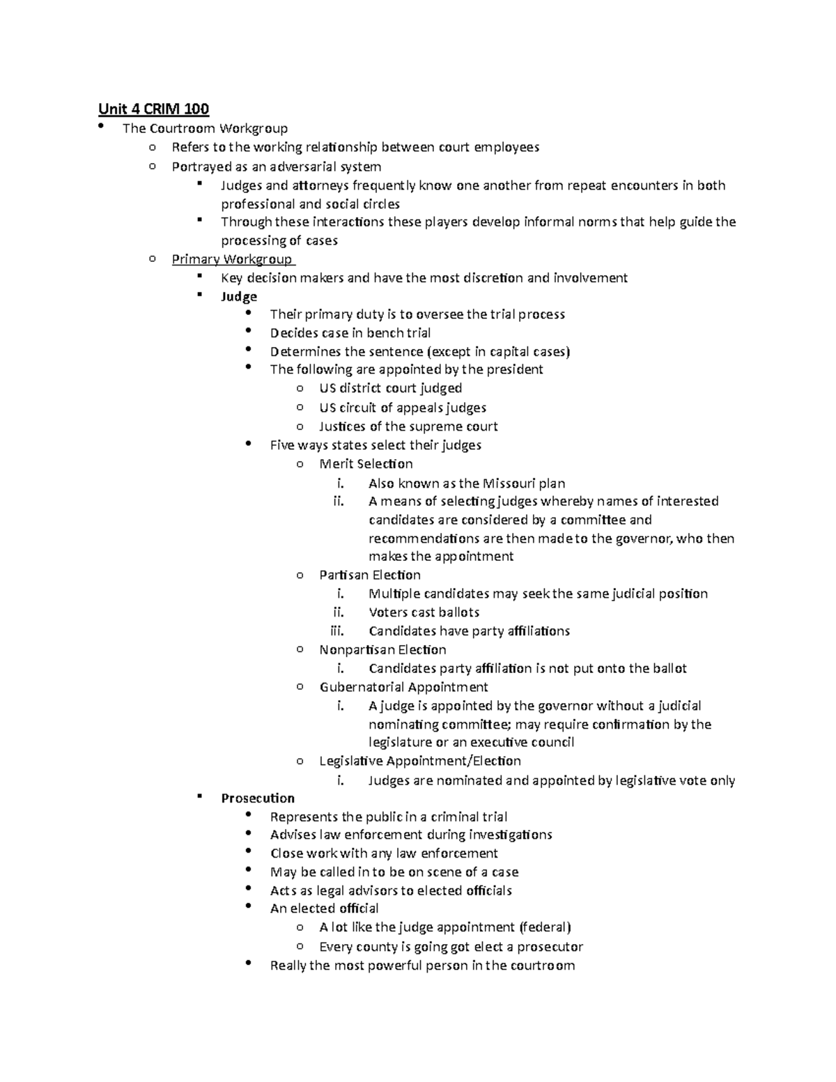 Unit 4 CRIM 100 - Prof. Yevchak - Unit 4 CRIM 100 The Courtroom ...