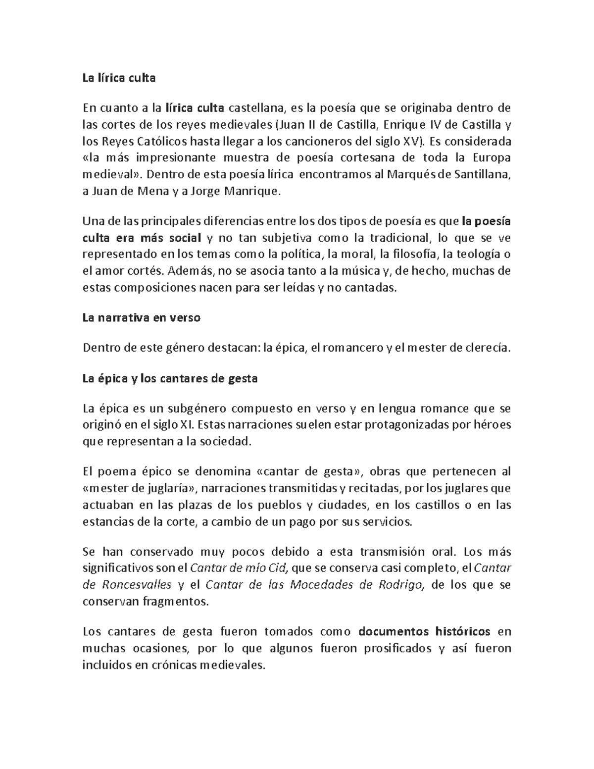 Literatura Medieval - guia informativa - La lírica culta En cuanto a la ...