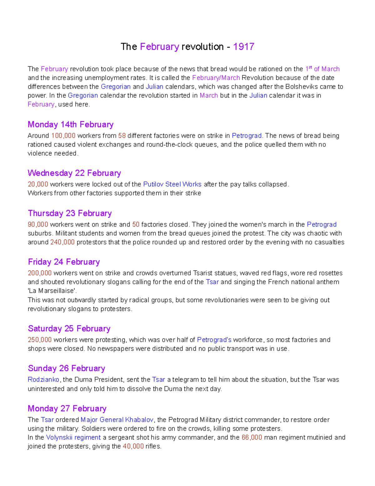 February Revolution - These are revision notes on multiple parts of the ...