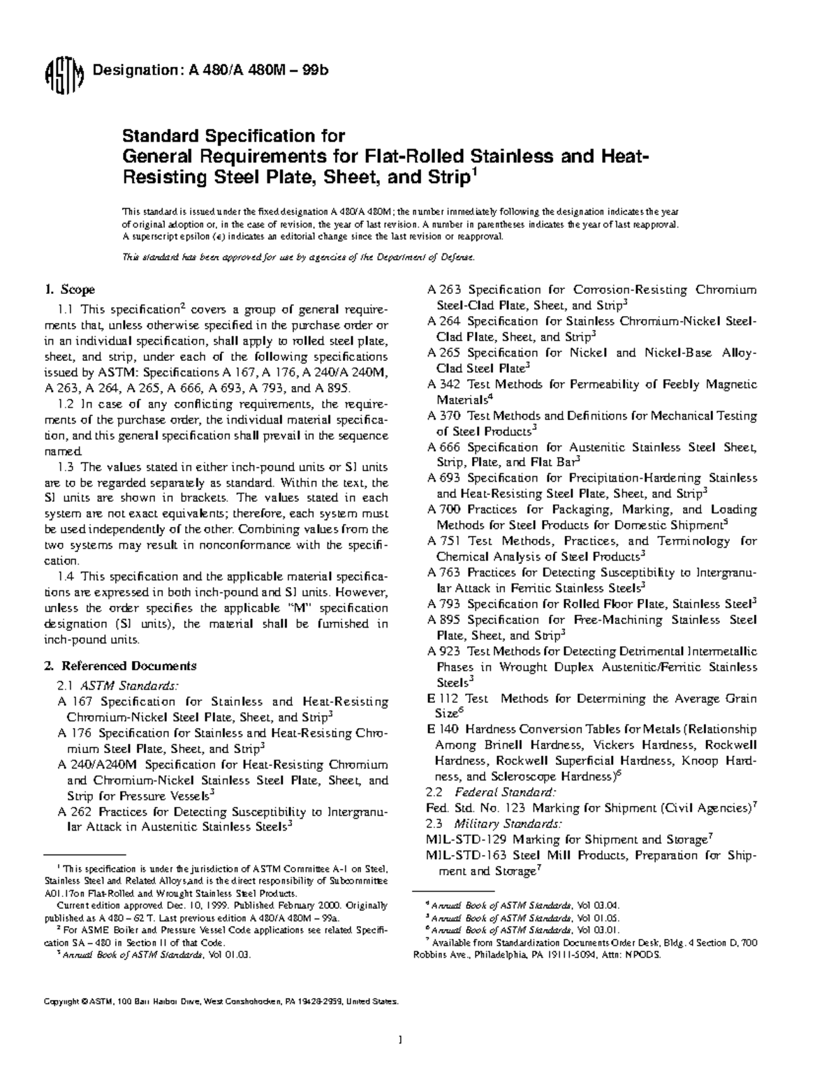 ASTM A 480A 480M-99b Standard Specification - Designation: A 480/A 480M ...