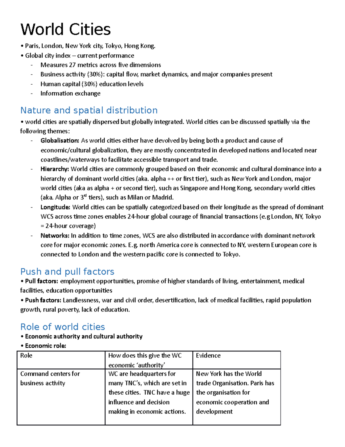 World-cities - Large summary - World Cities Paris, London, New York ...