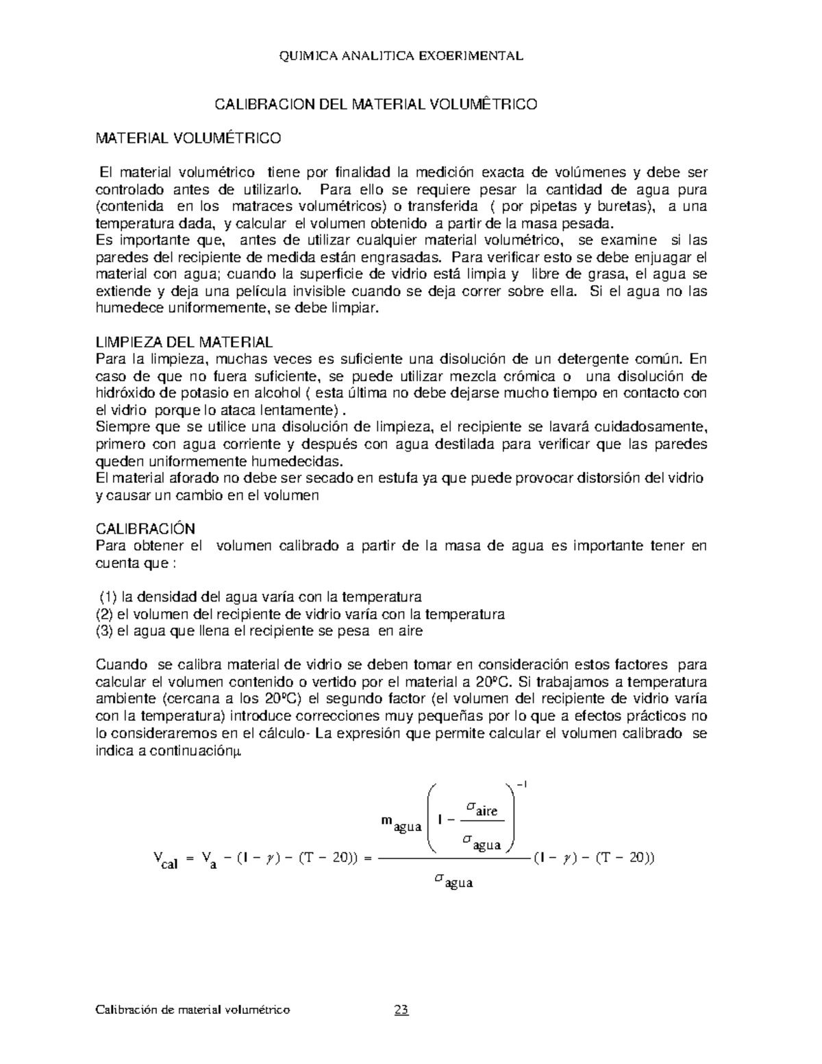 Calibracion material volumetrico 32274 - CALIBRACION DEL MATERIAL ...