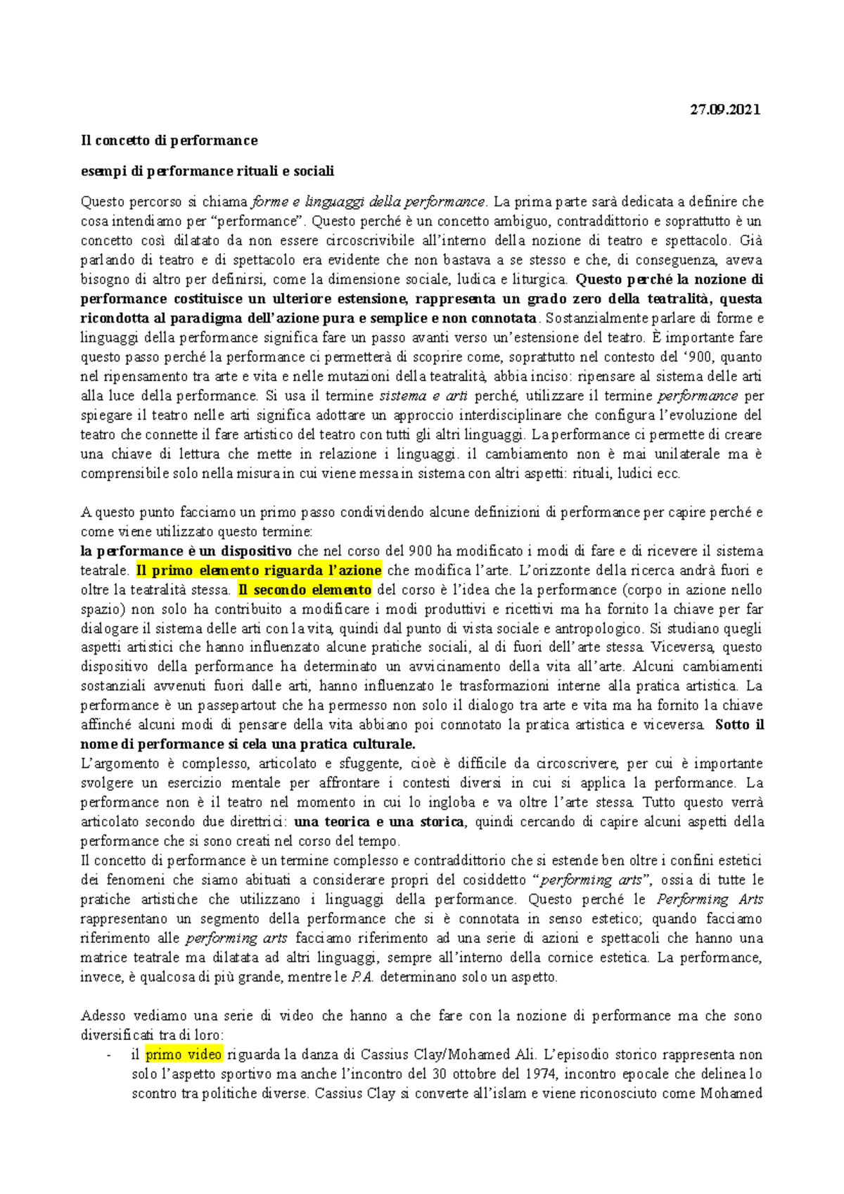 1 Performance e stritture per la scena - 27. Il concetto di performance ...