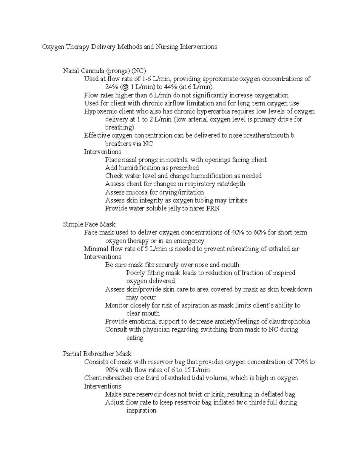 Oxygen Therapy Delivery and Interventions-1 - Oxygen Therapy Delivery ...