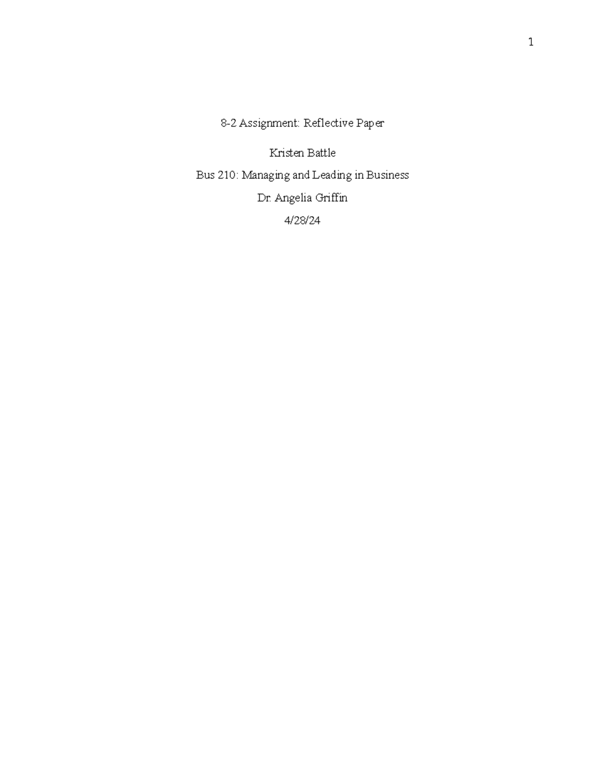 6.3 Assignment Organizational Structures - 1 8-2 Assignment: Reflective ...