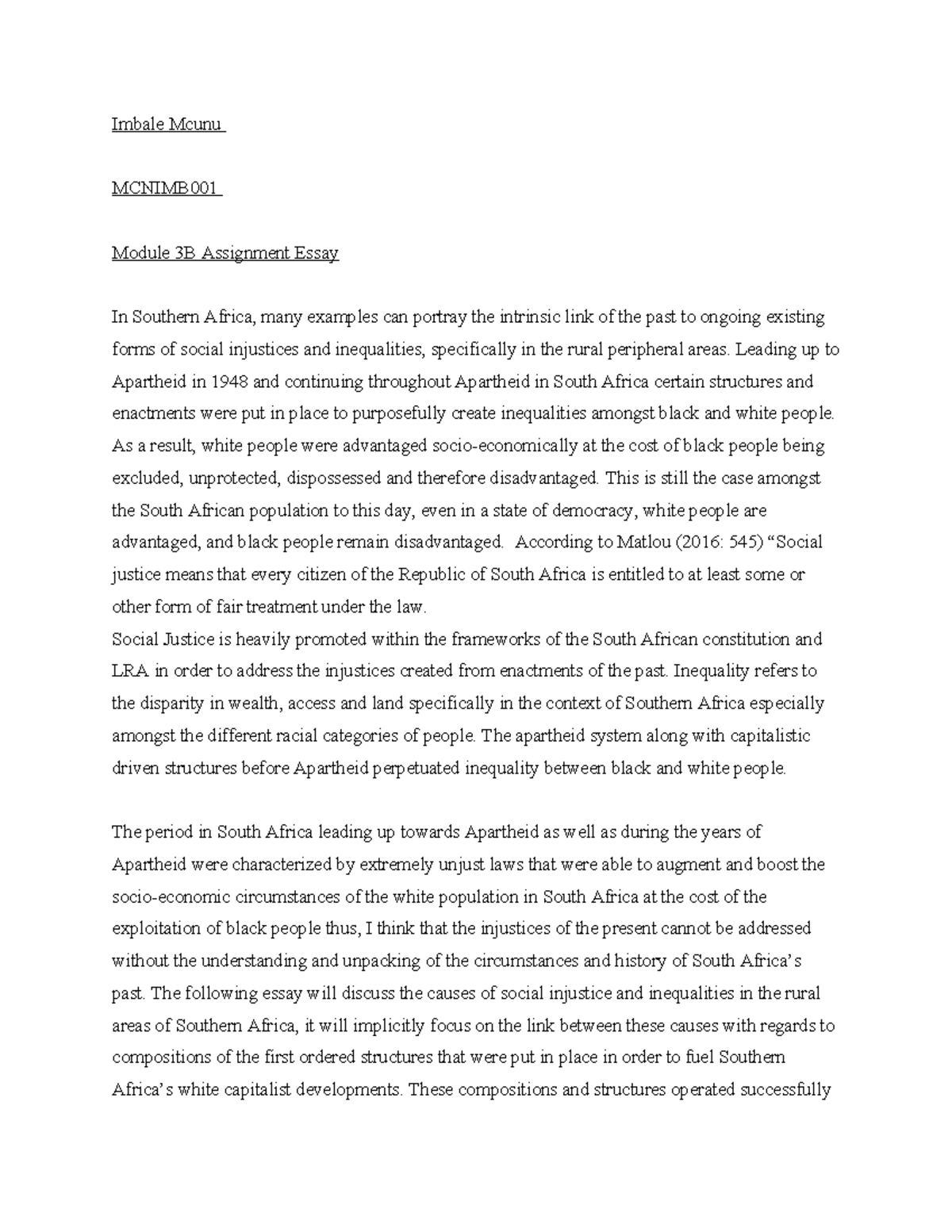 Sociology Module 3B Assignment - Imbale Mcunu MCNIMB Module 3B Assignment Essay In Southern ...