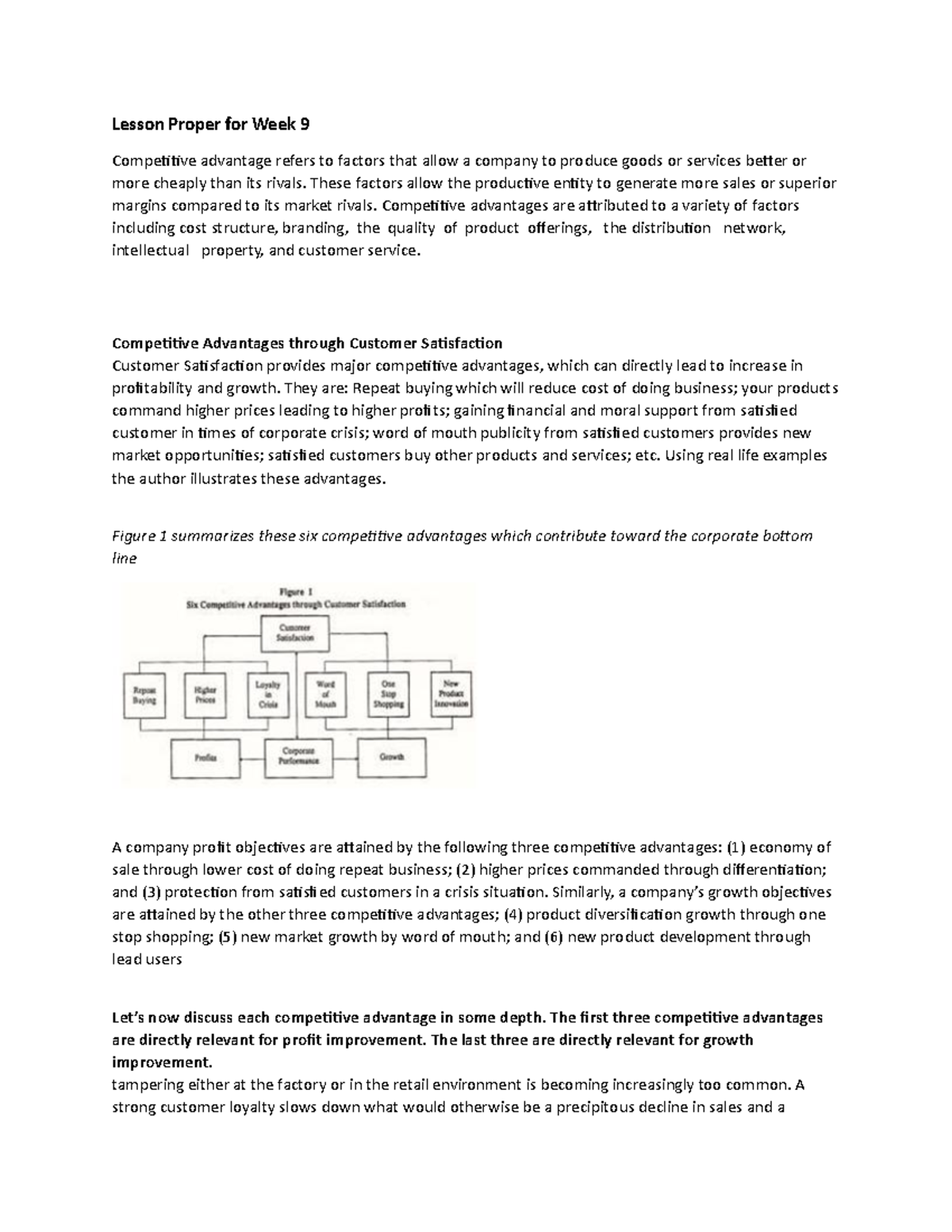 Module 9 Lesson Proper - Lesson Proper for Week 9 Competitive advantage ...