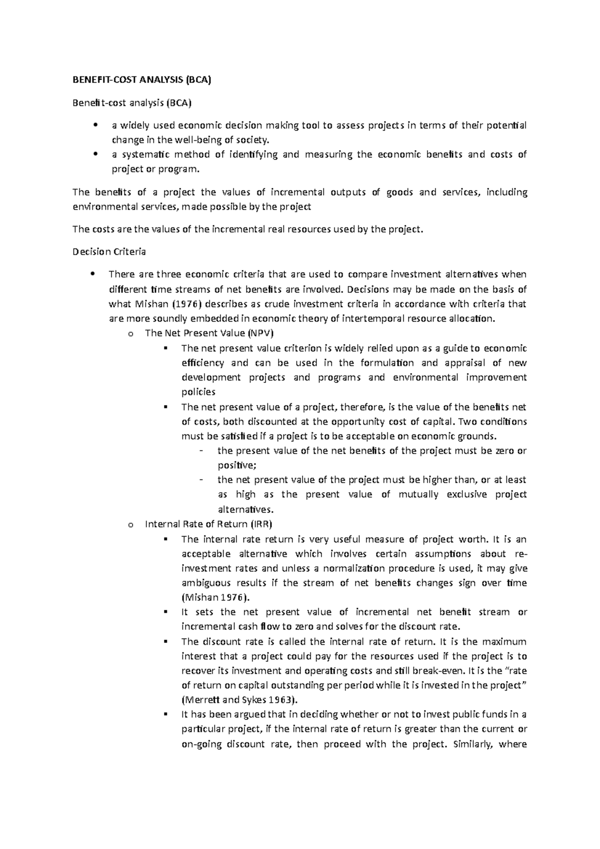 BCA-Finals-handout - BCA - BENEFIT-COST ANALYSIS (BCA) Benefit-cost ...