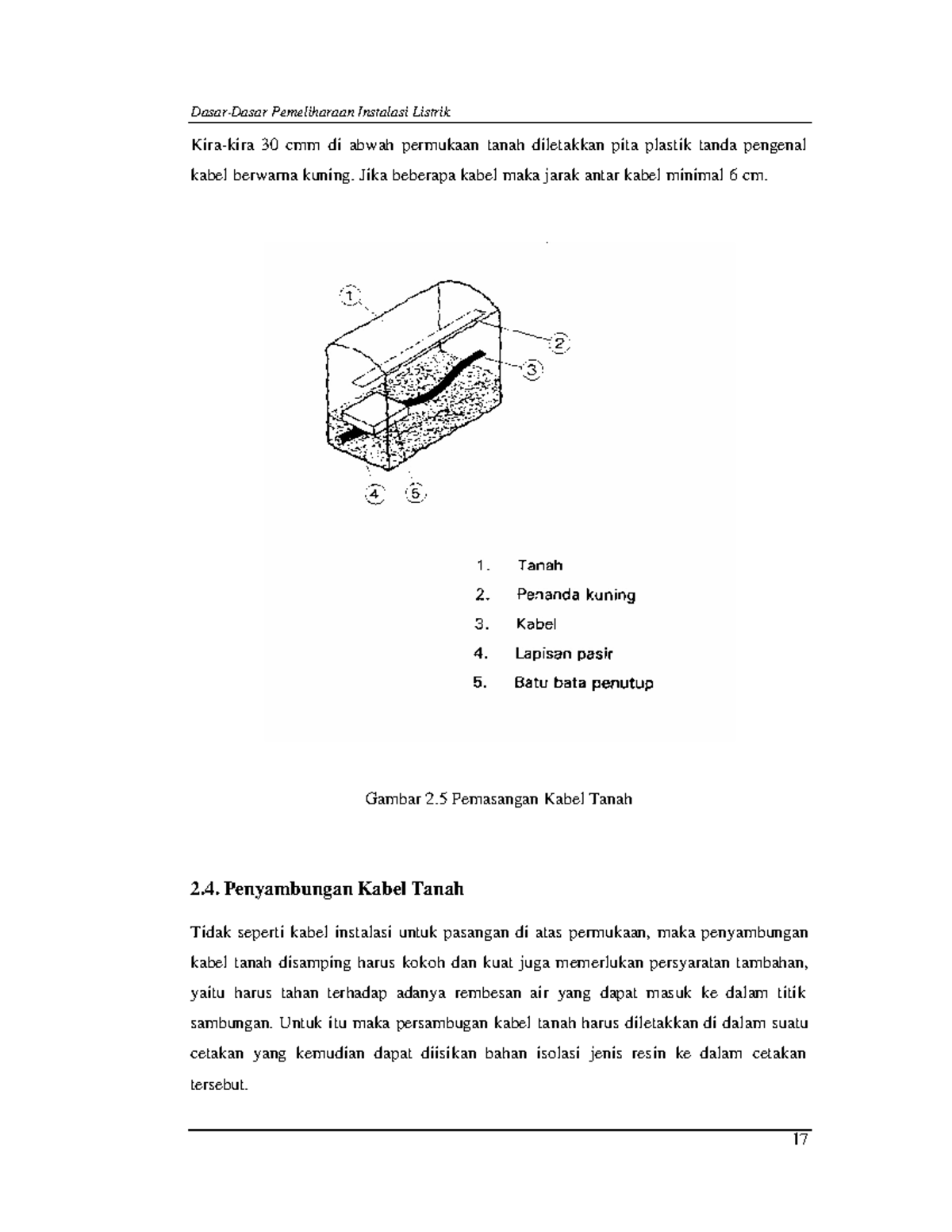 Dasar Pemeliharaan Instalasi Listrik-6 - Kira-kira 30 cmm di abwah ...