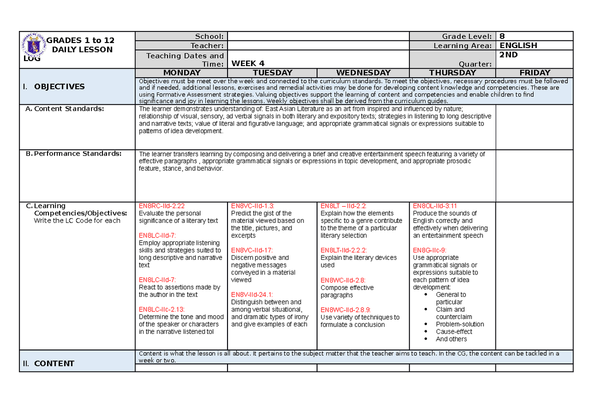 DLL-ENG8-2NDQ-4th-week edited - GRADES 1 to 12 DAILY LESSON LOG School ...