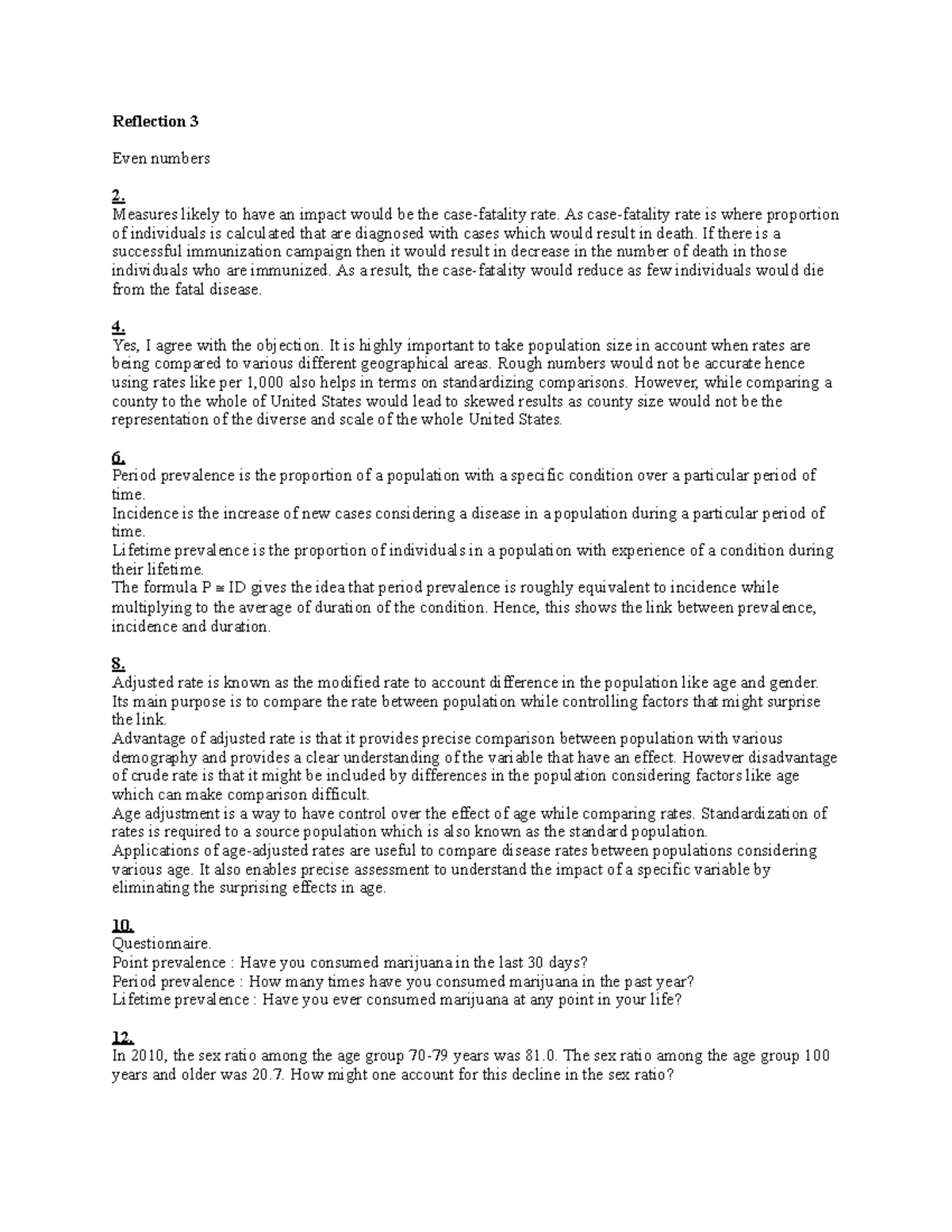 Reflection 3 - Summary health science - Reflection 3 Even numbers 2 ...