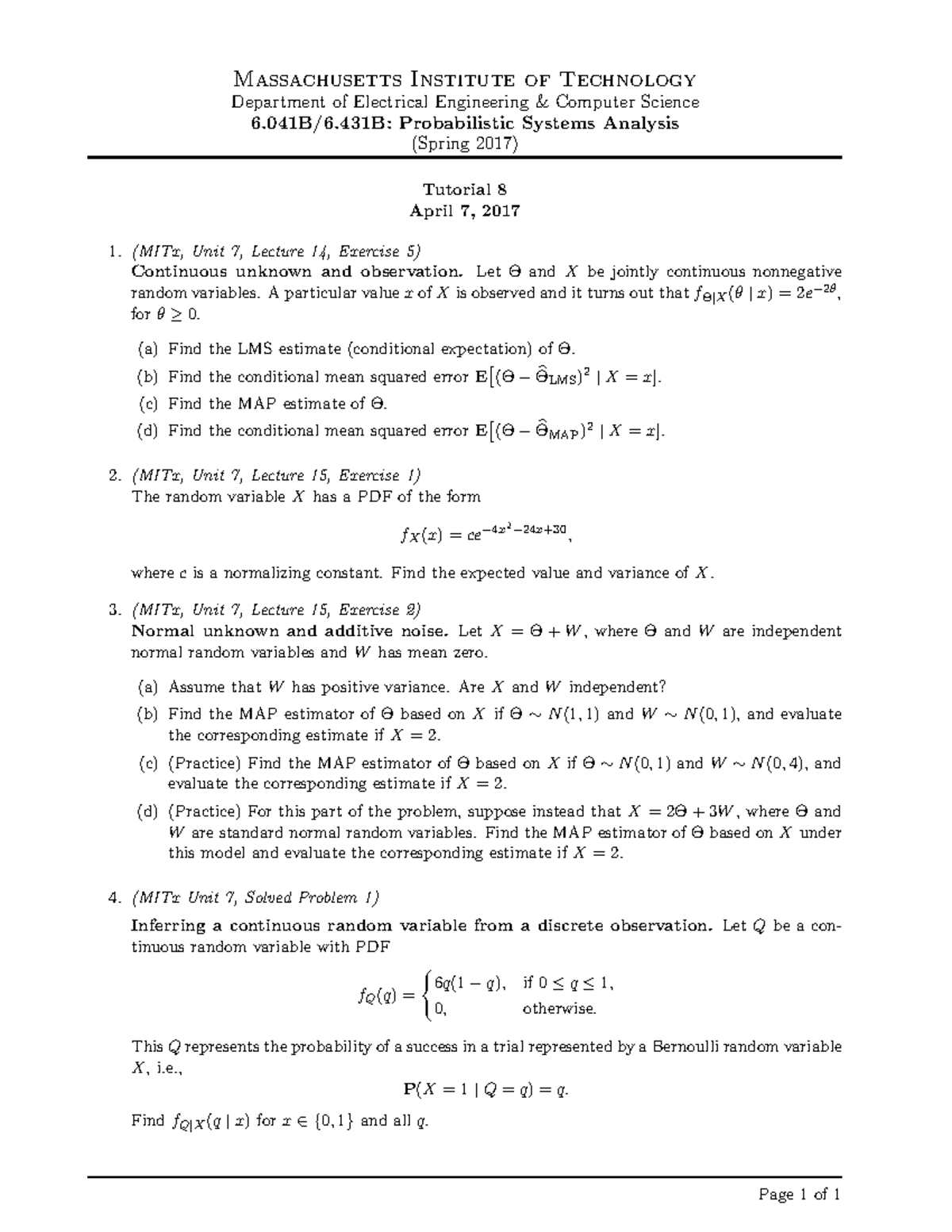 Tutorial 8 Questions - Massachusetts Institute of Technology Department ...