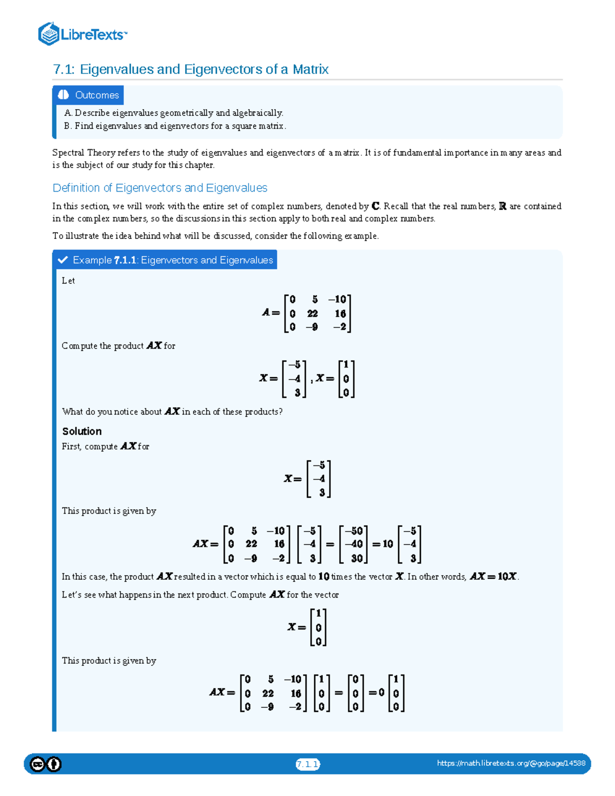 Eigenvalues and Eigenvectors - Describe eigenvalues geometrically and algebraically. B. Find ...