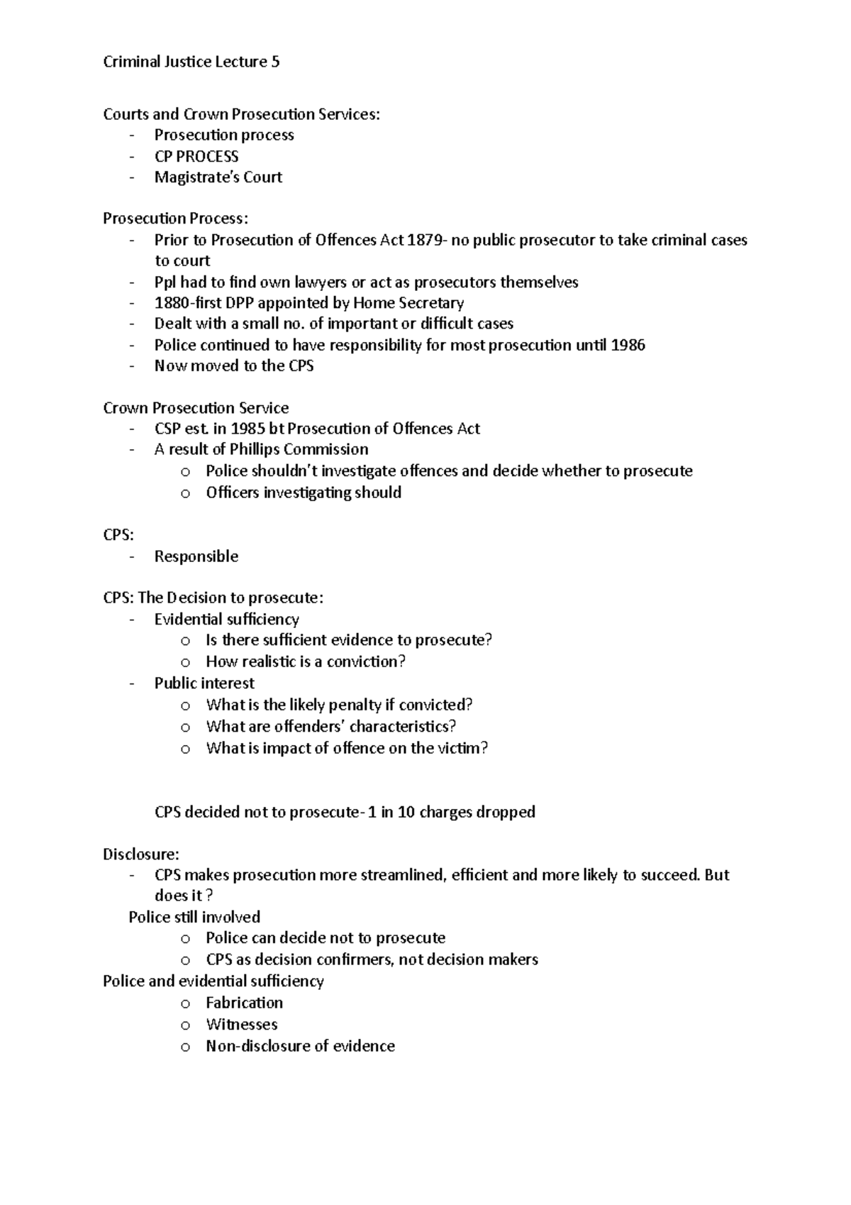 Criminal Justice Lecture 5 - of important or difficult cases - Police ...
