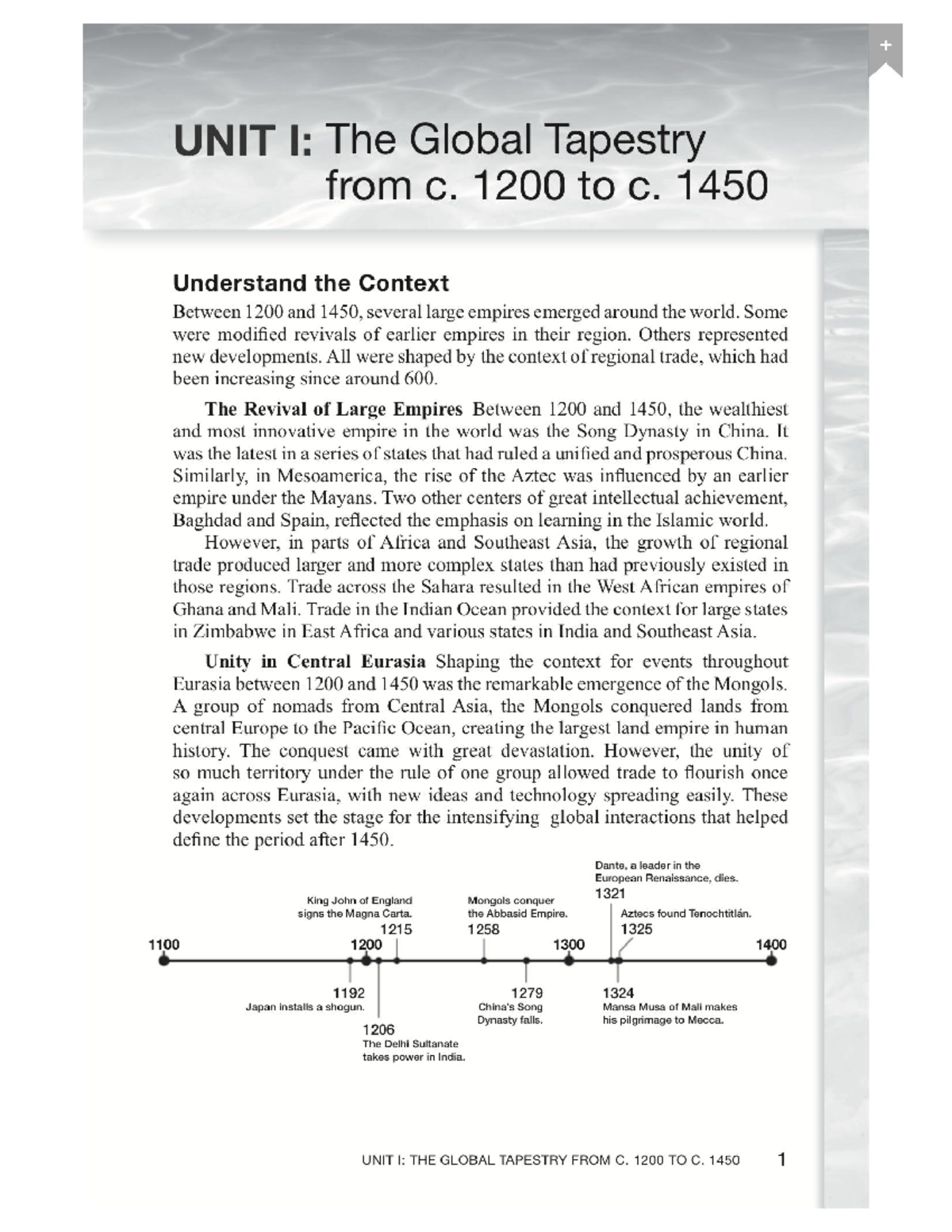 Developments in east asia - UNIT I: The Global Tapestry from C. 1200 to ...