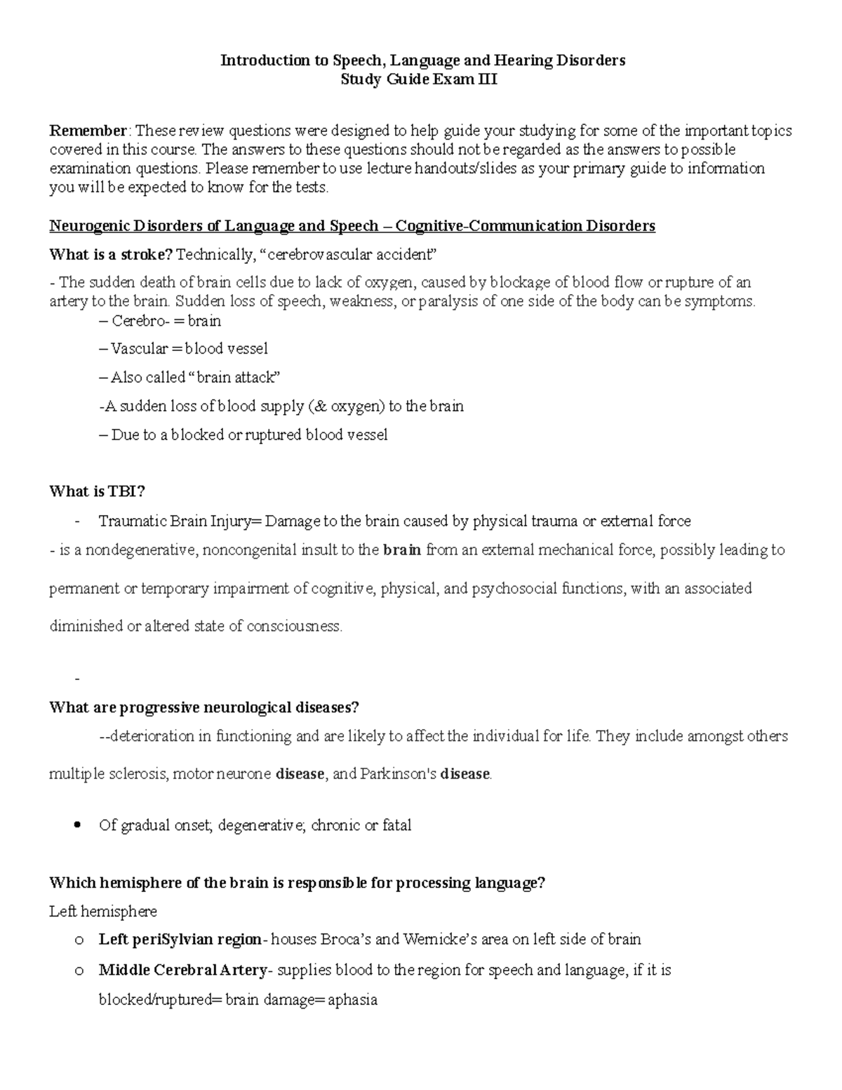 CSD final study guide - Introduction to Speech, Language and Hearing ...