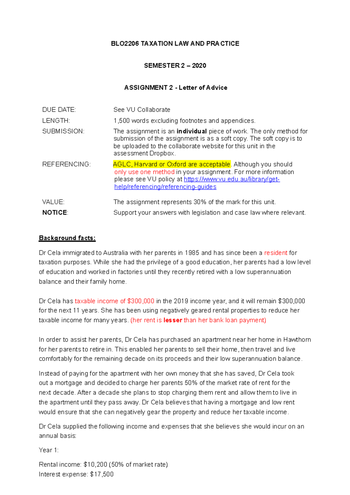 BLO2206 Assessment 1 Question-1 - BLO2206 TAXATION LAW AND PRACTICE ...