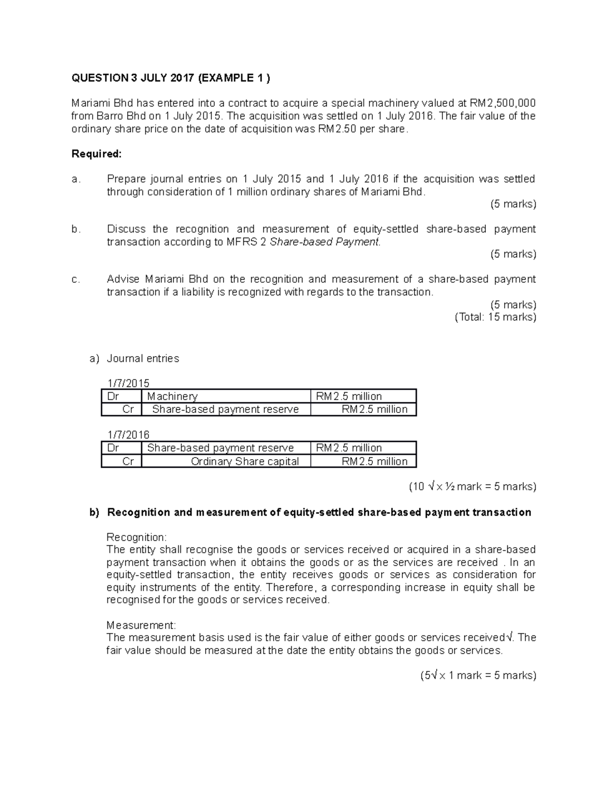 Combined Question and Answer For Chapter Share Based Payment - QUESTION ...