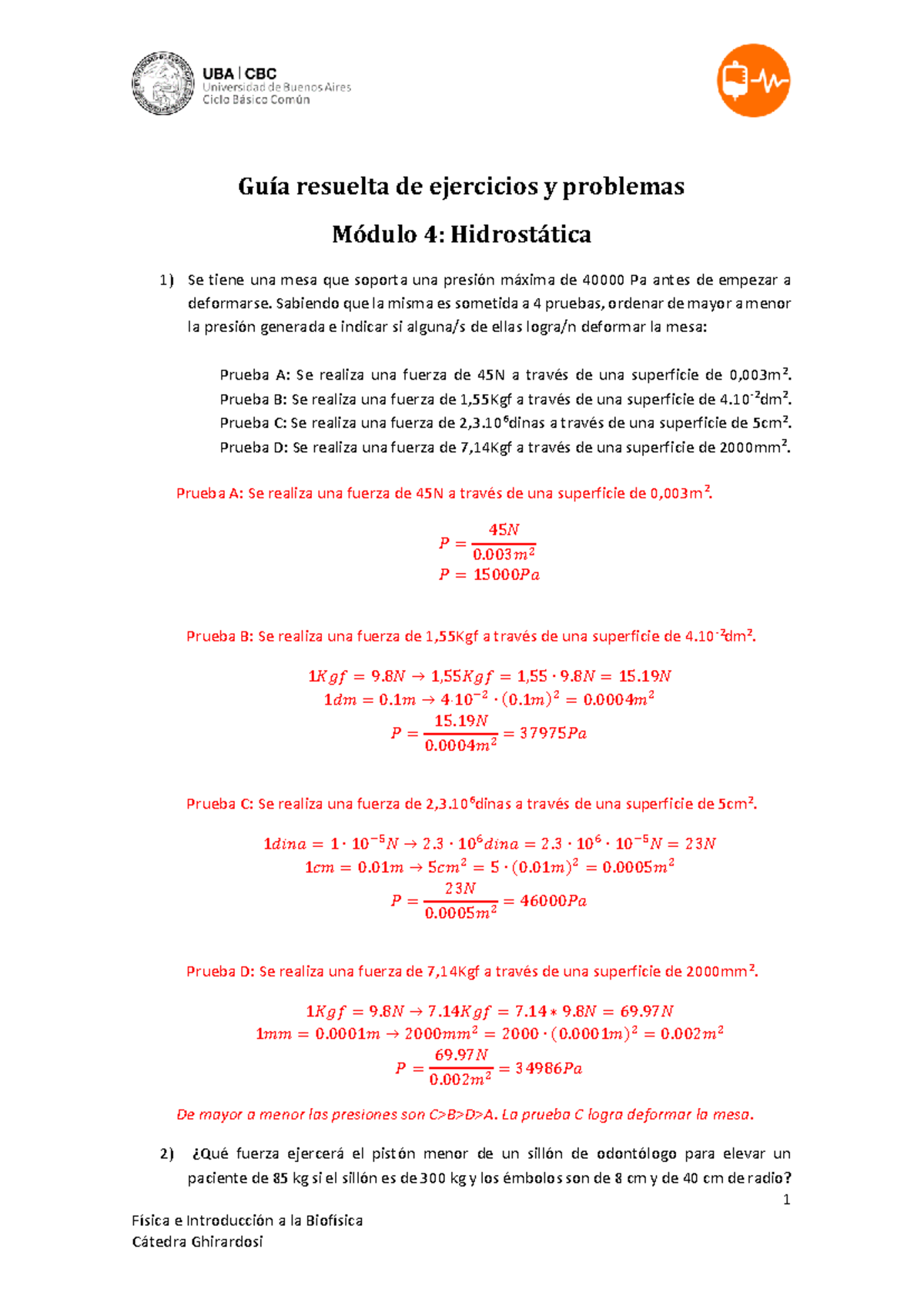 Módulo 4. Guía resuelta de ejercicios y problemas (2024)-1 - 1 Física e Introducción a la ...
