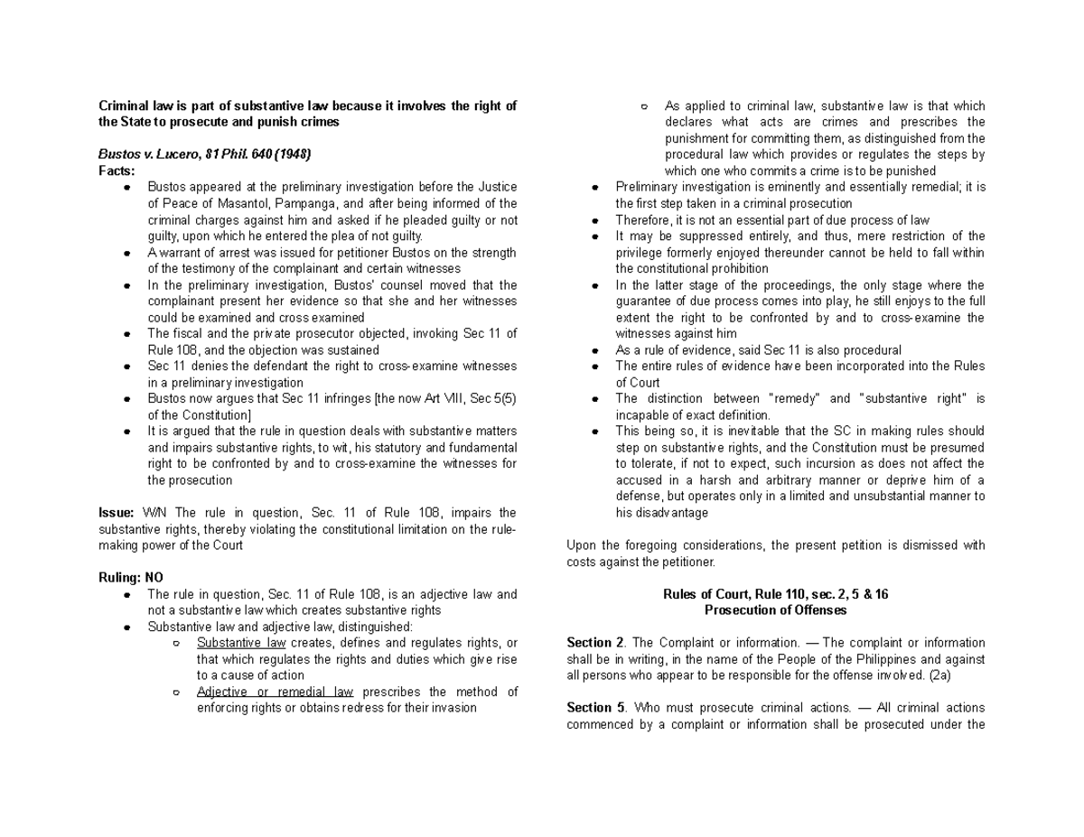 Crimrev Case Digests - Introduction TO Criminal LAW AND THE Philippine ...