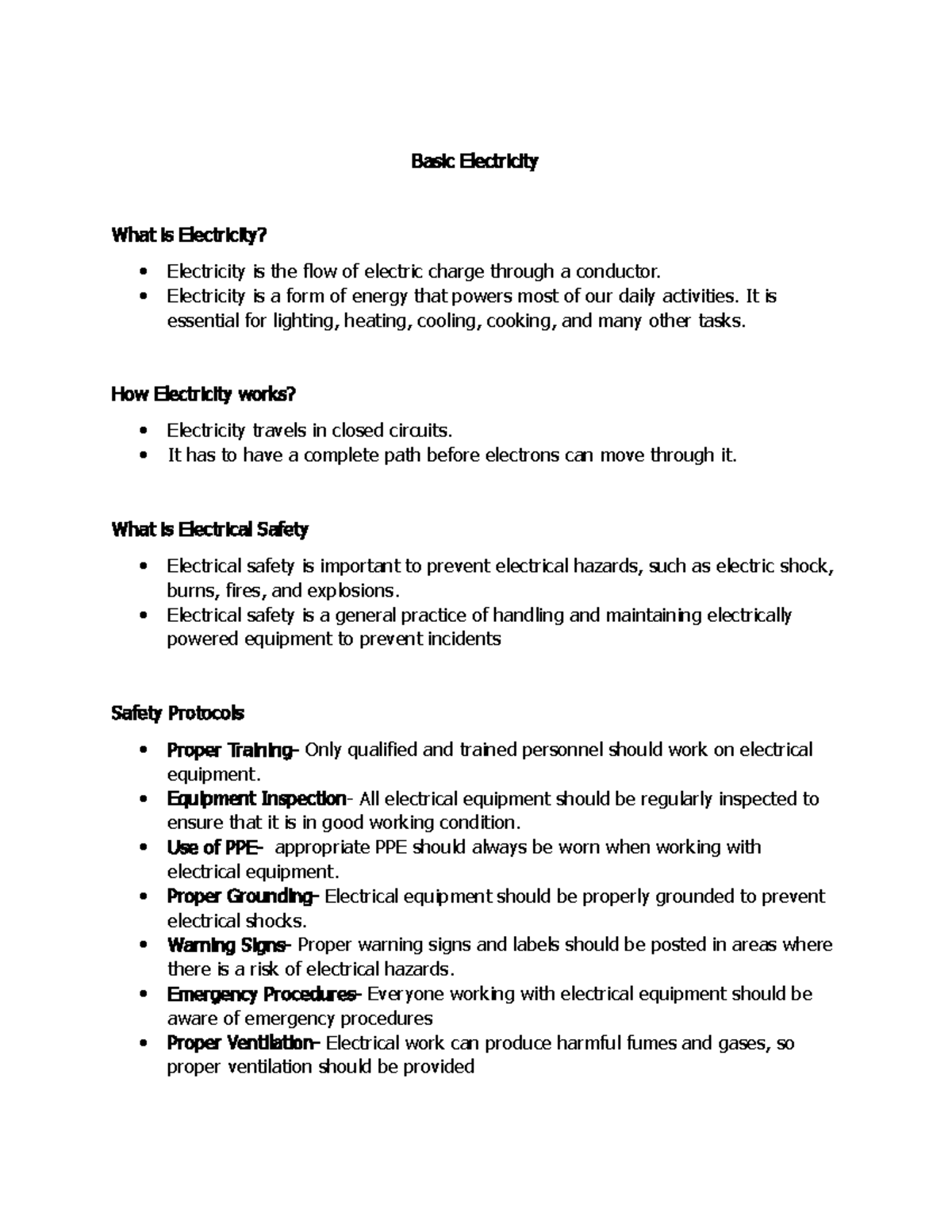 Written Report Electricity - Basic Electricity What is Electricity ...