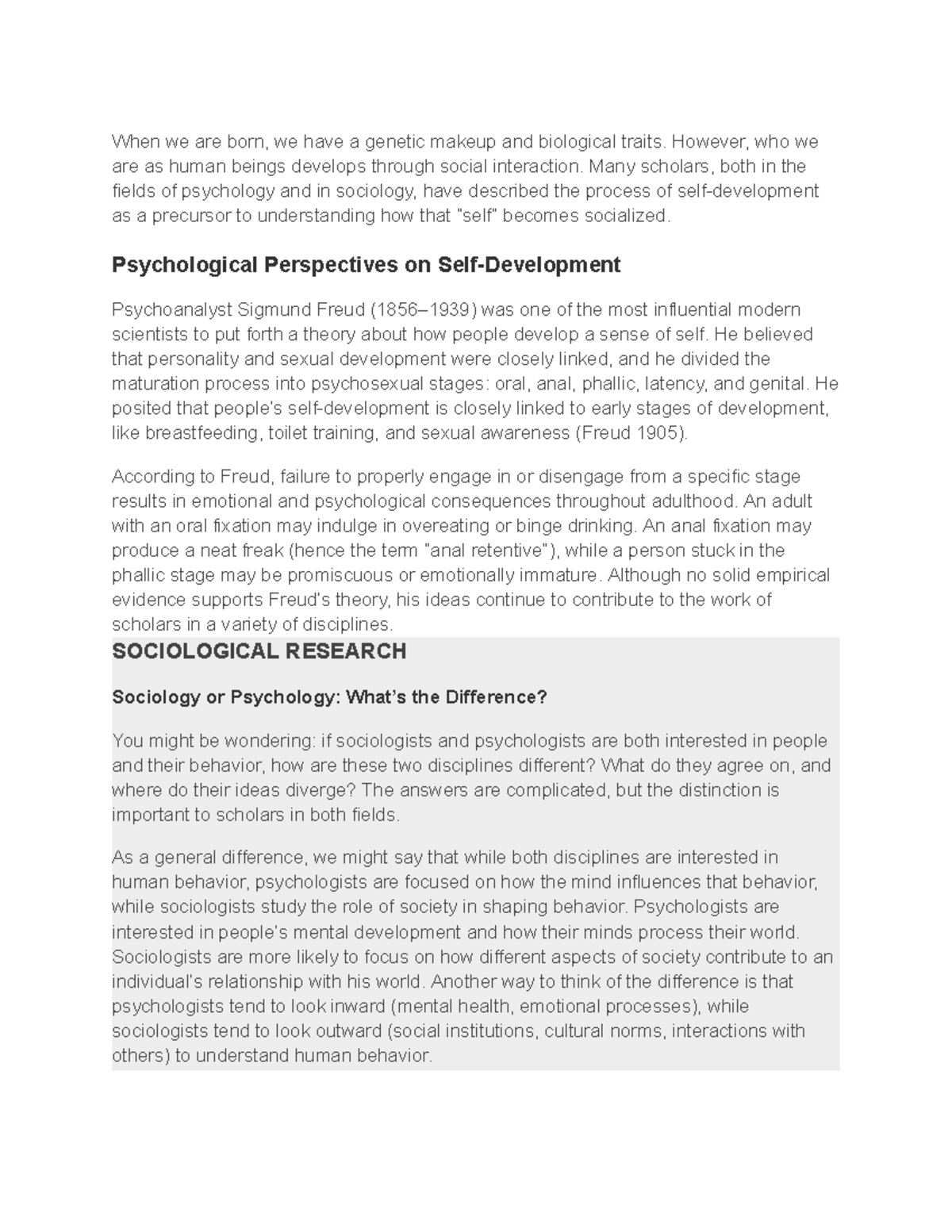 Theories of self-development - When we are born, we have a genetic ...