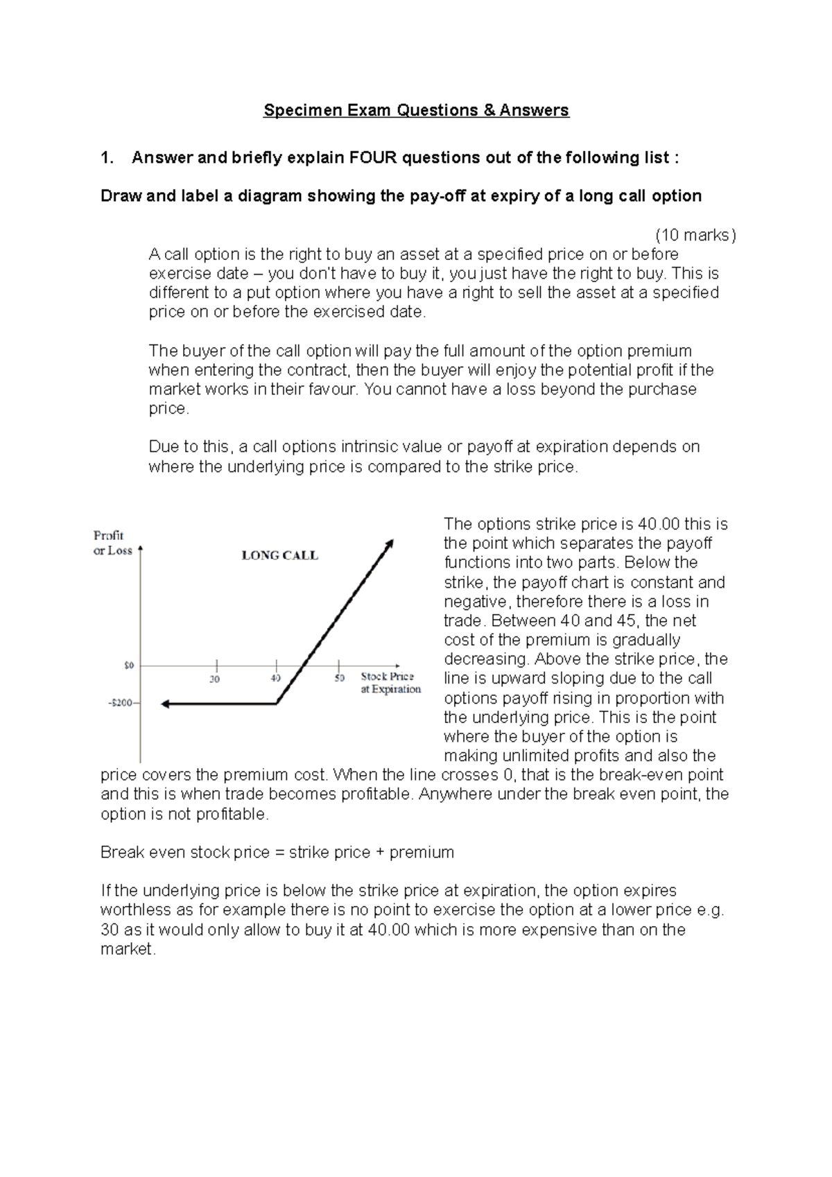 Specimen Exam Questions FM - Specimen Exam Questions & Answers 1 ...
